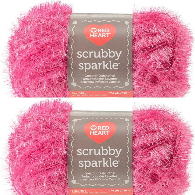 Spinrite Red Heart Scrubby Sparkle Yarn - Watermelon, 1 Pack of 2 Piece ...