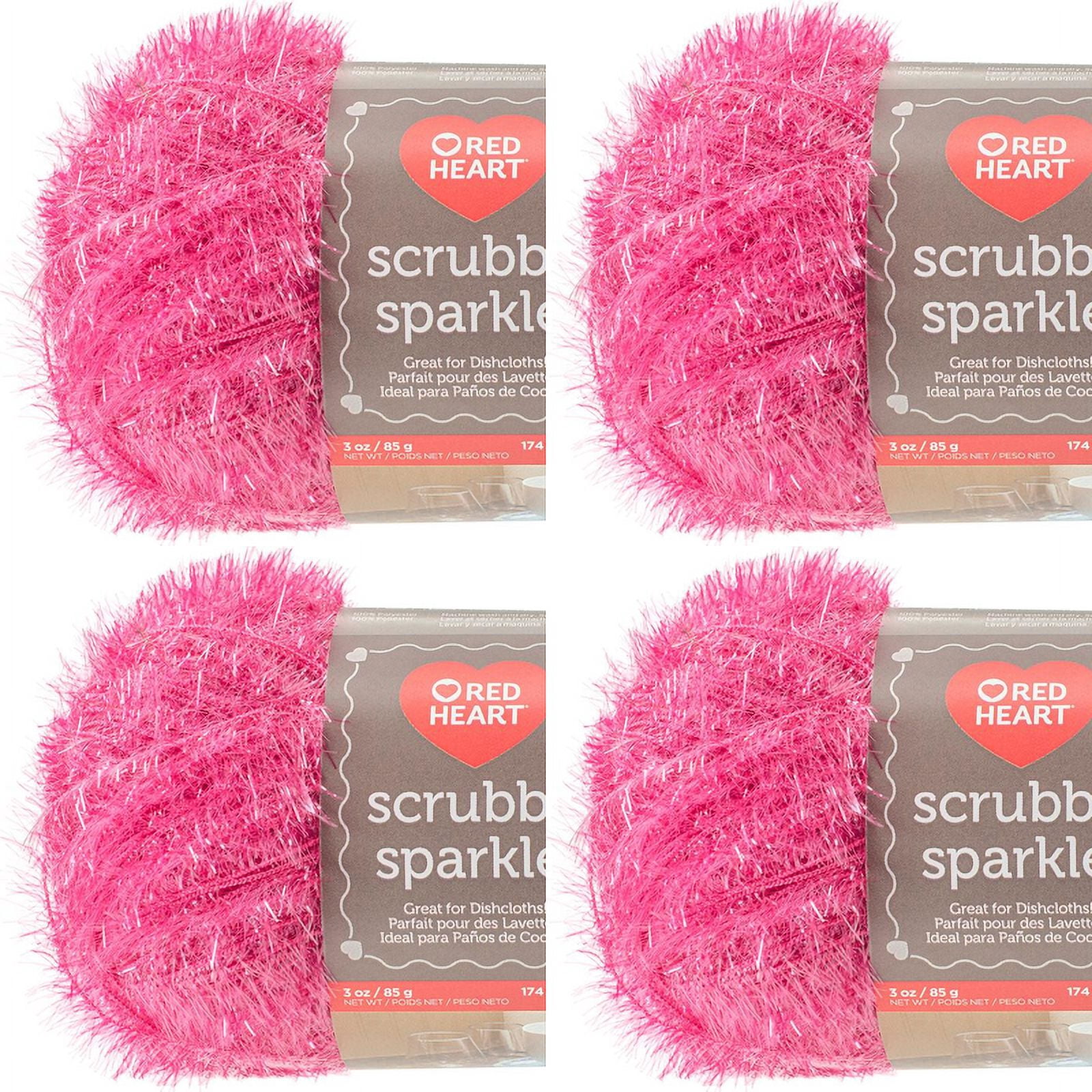 Spinrite Red Heart Scrubby Sparkle Yarn - Watermelon, 1 Pack of 4 Piece ...