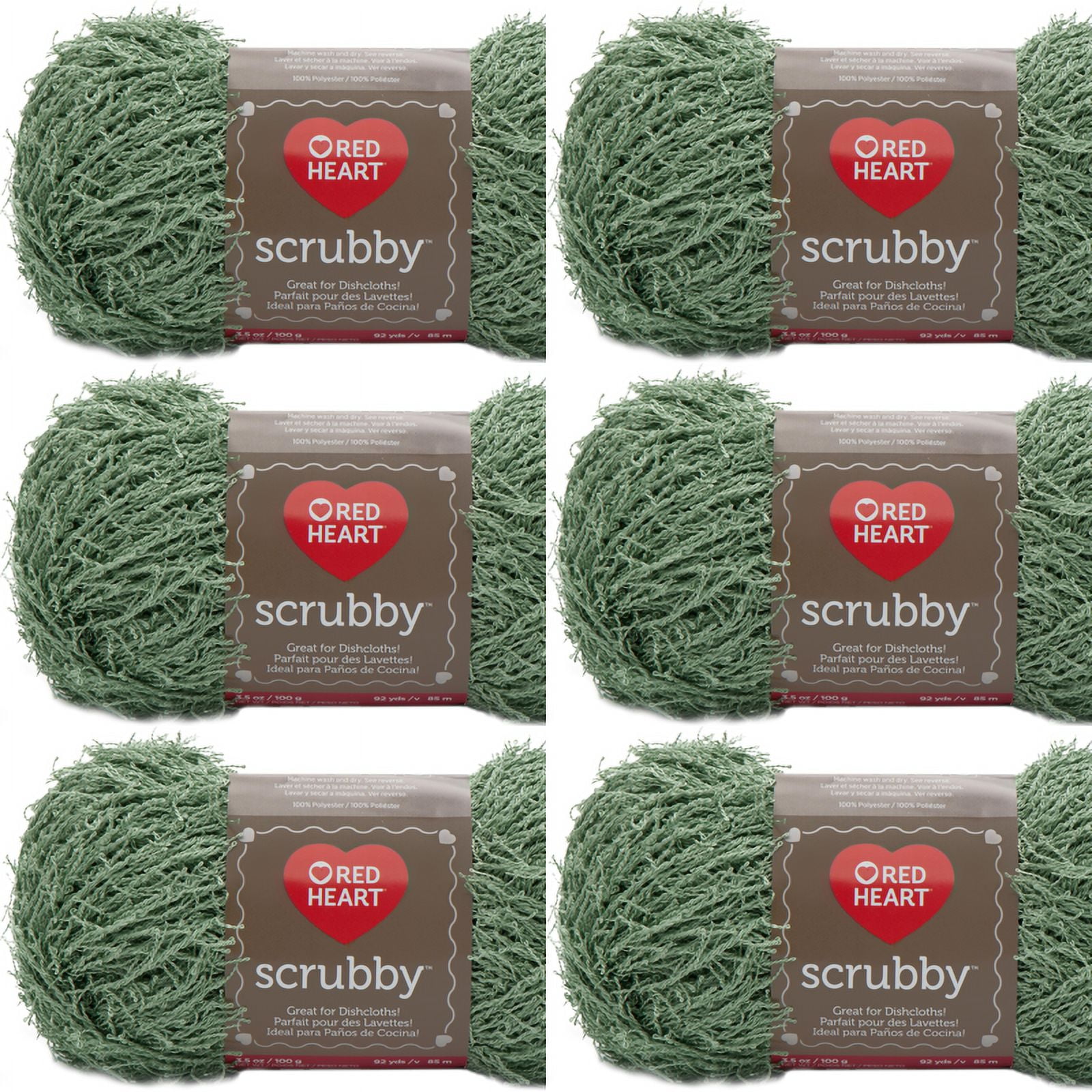Spinrite Red Heart Scrubby Yarn - Green Tea, 1 Pack of 6 Piece ...