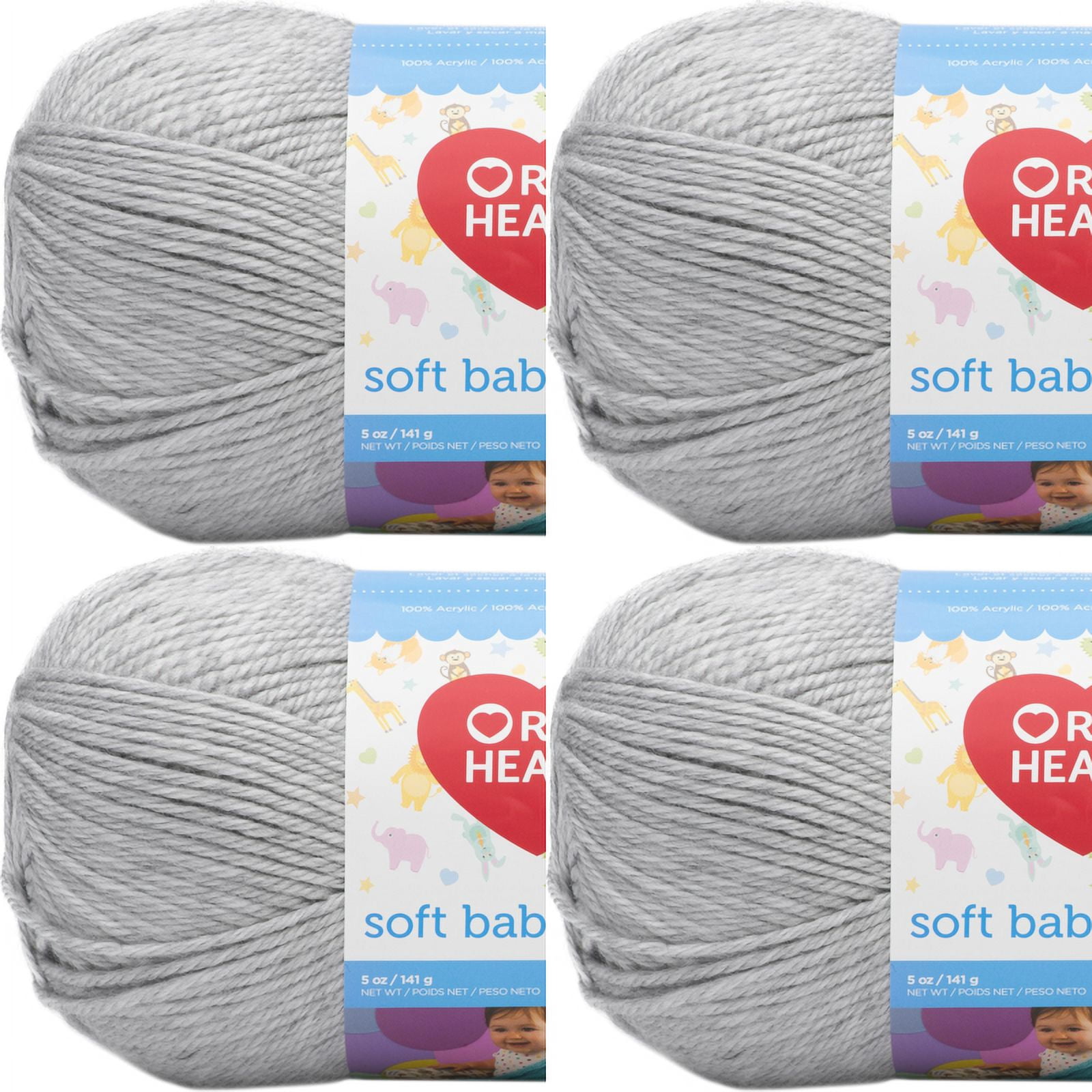Spinrite Red Heart Soft Baby Steps Yarn - Elephant, 1 Pack of 4 Piece ...