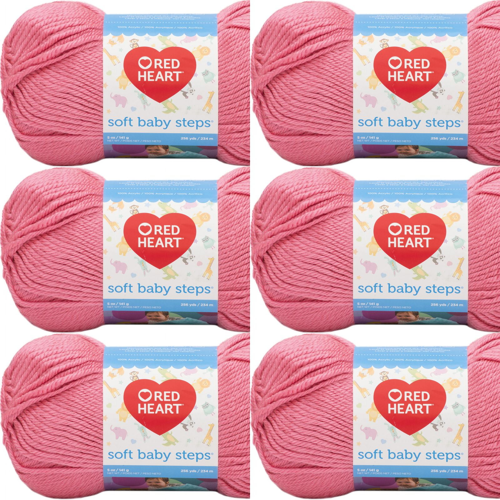 Spinrite Red Heart Soft Baby Steps Yarn - Strawberry, 1 Pack of 6 Piece ...
