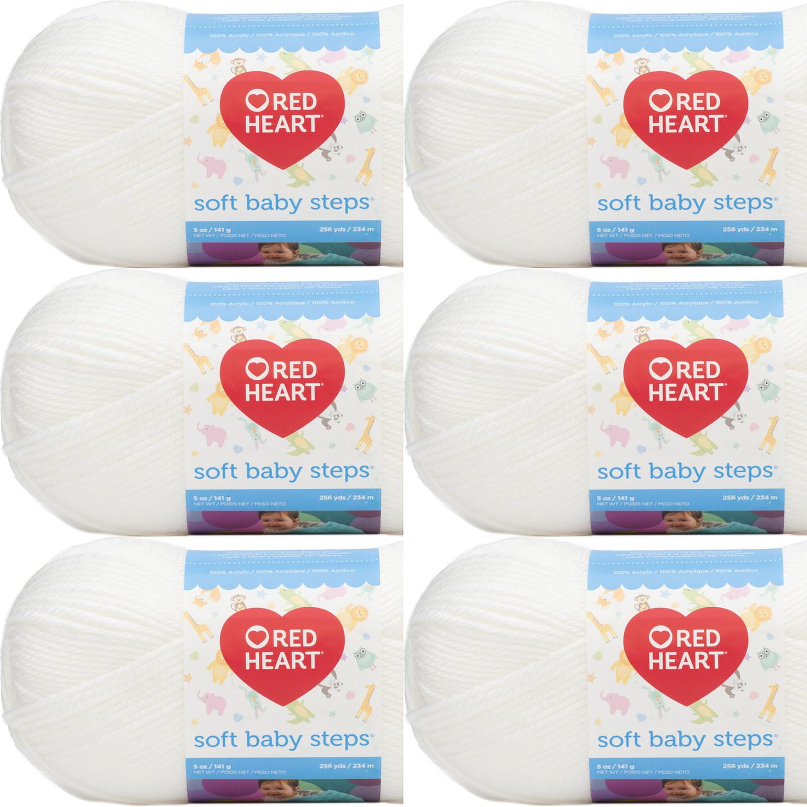 Spinrite Red Heart Soft Baby Steps Yarn - White, 1 Pack of 6 Piece ...