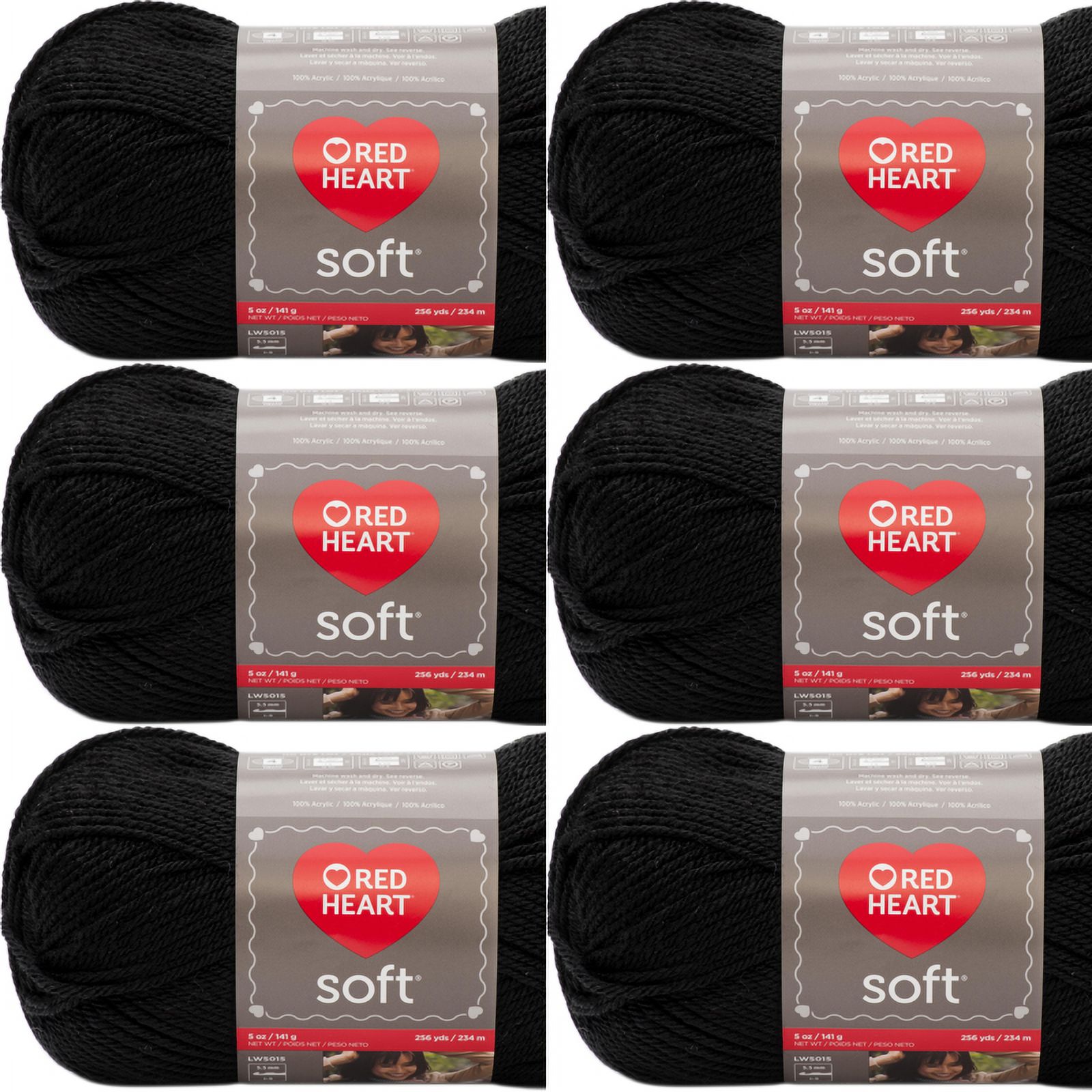 Spinrite Red Heart Soft Yarn - Black, 1 Pack of 6 Piece - Walmart.com