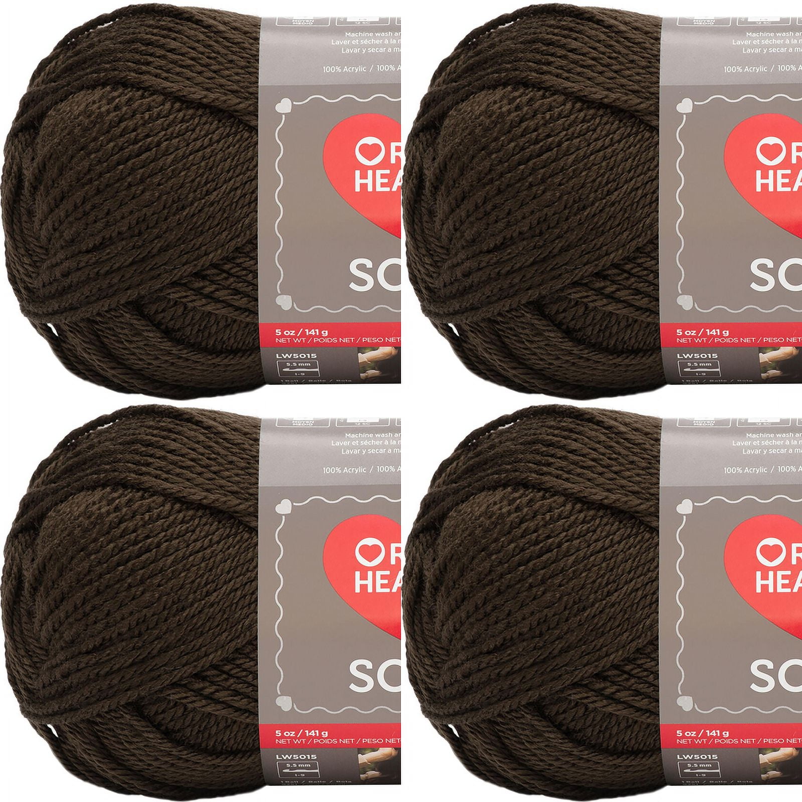 Spinrite Red Heart Soft Yarn - Chocolate, 1 Pack of 4 Piece - Walmart.com