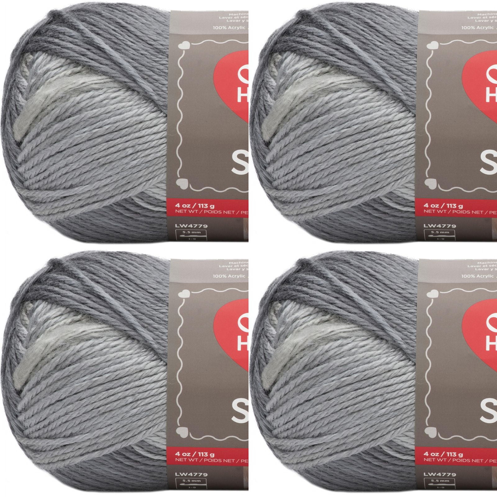 Spinrite Red Heart Soft Yarn - Greyscale, 1 Pack of 4 Piece - Walmart.com