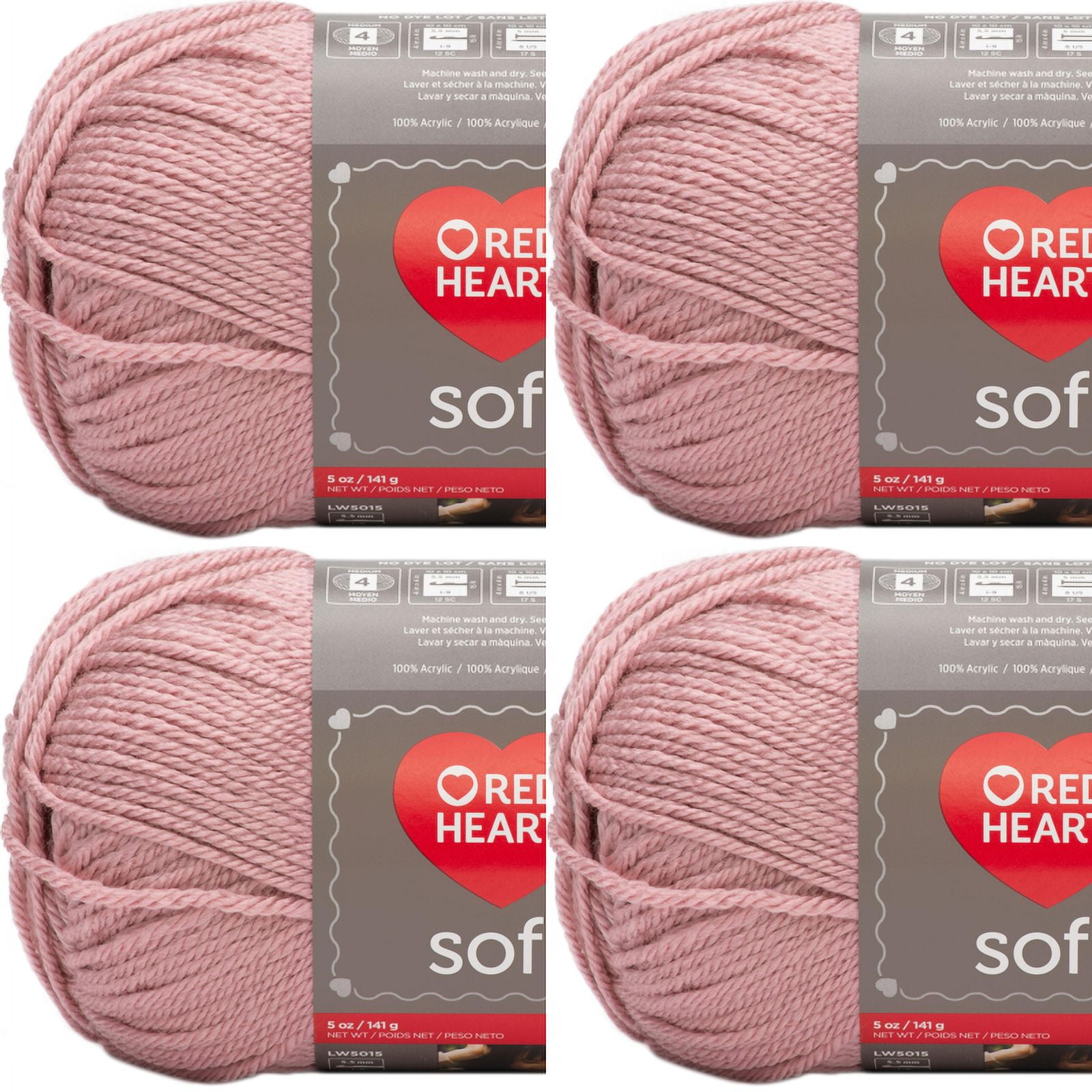 Spinrite Red Heart Soft Yarn - Rose Blush, 1 Pack of 4 Piece - Walmart.com
