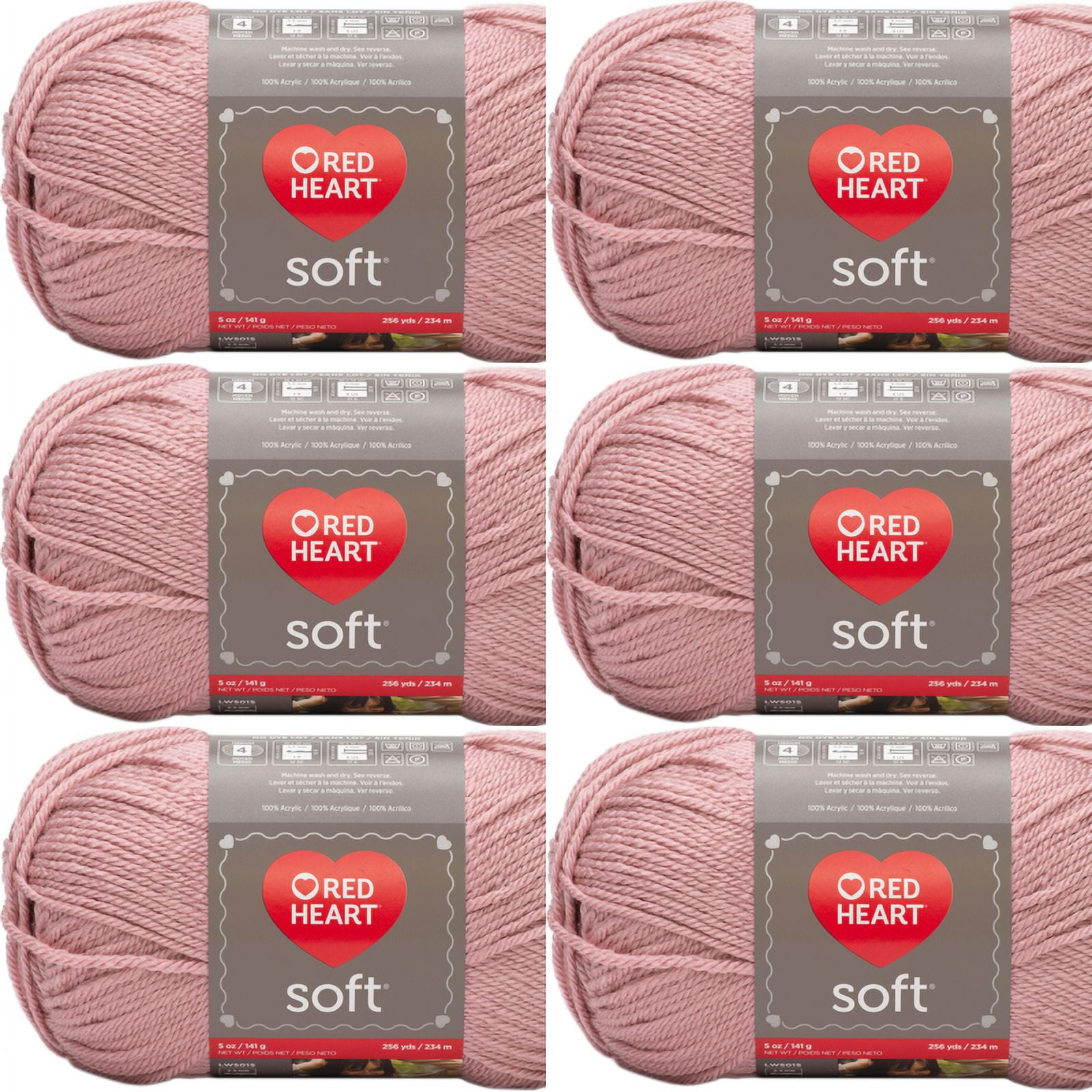 Spinrite Red Heart Soft Yarn - Rose Blush, 1 Pack of 6 Piece - Walmart.com