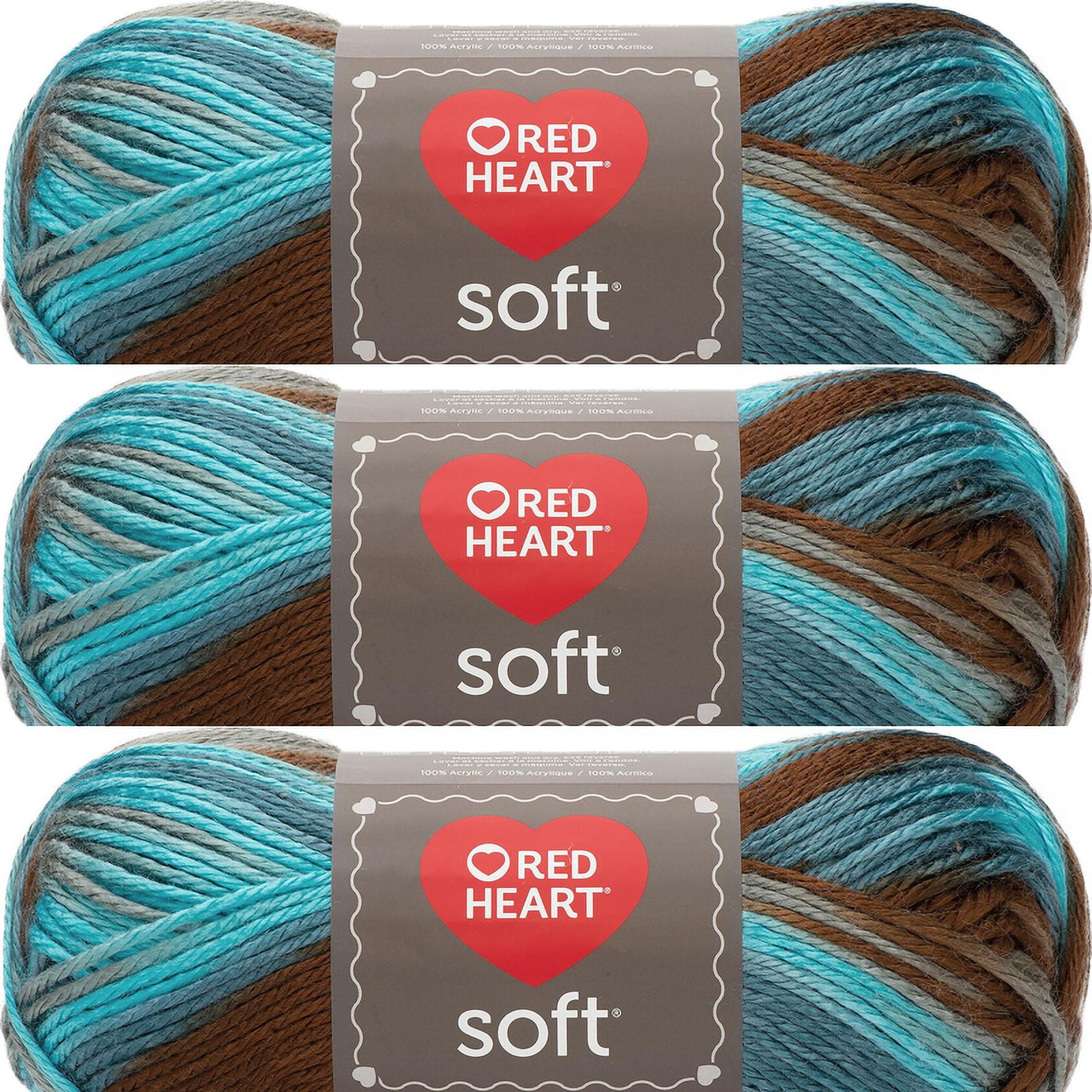 Spinrite Red Heart Soft Yarn - Waterscape, 1 Pack of 3 Piece - Walmart.com