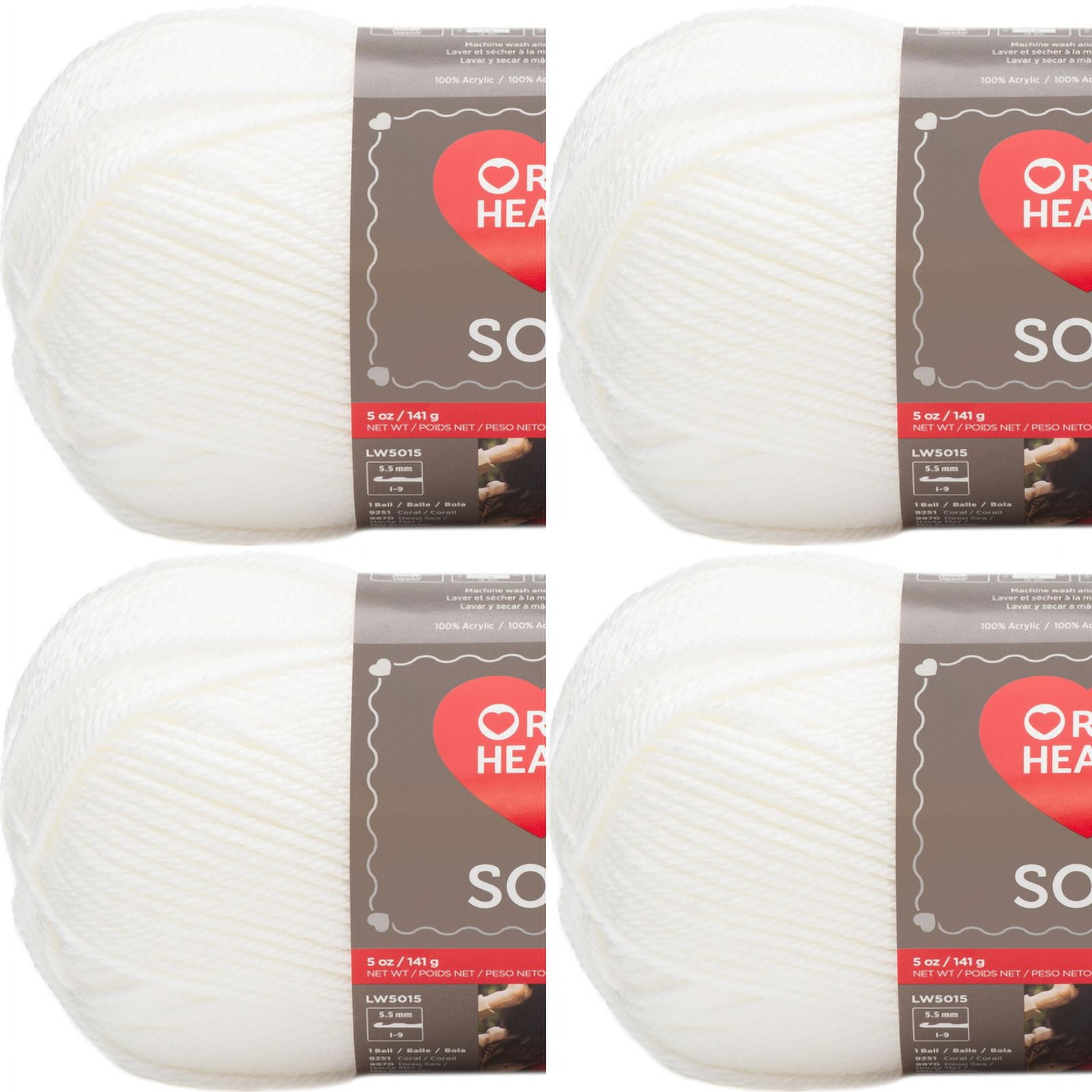 Spinrite Red Heart Soft Yarn - White, 1 Pack of 4 Piece - Walmart.com
