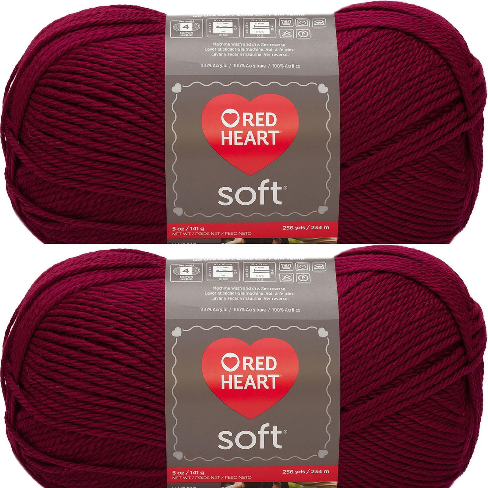 Spinrite Red Heart Soft Yarn-Wine, 1 Pack of 2 Piece - Walmart.com