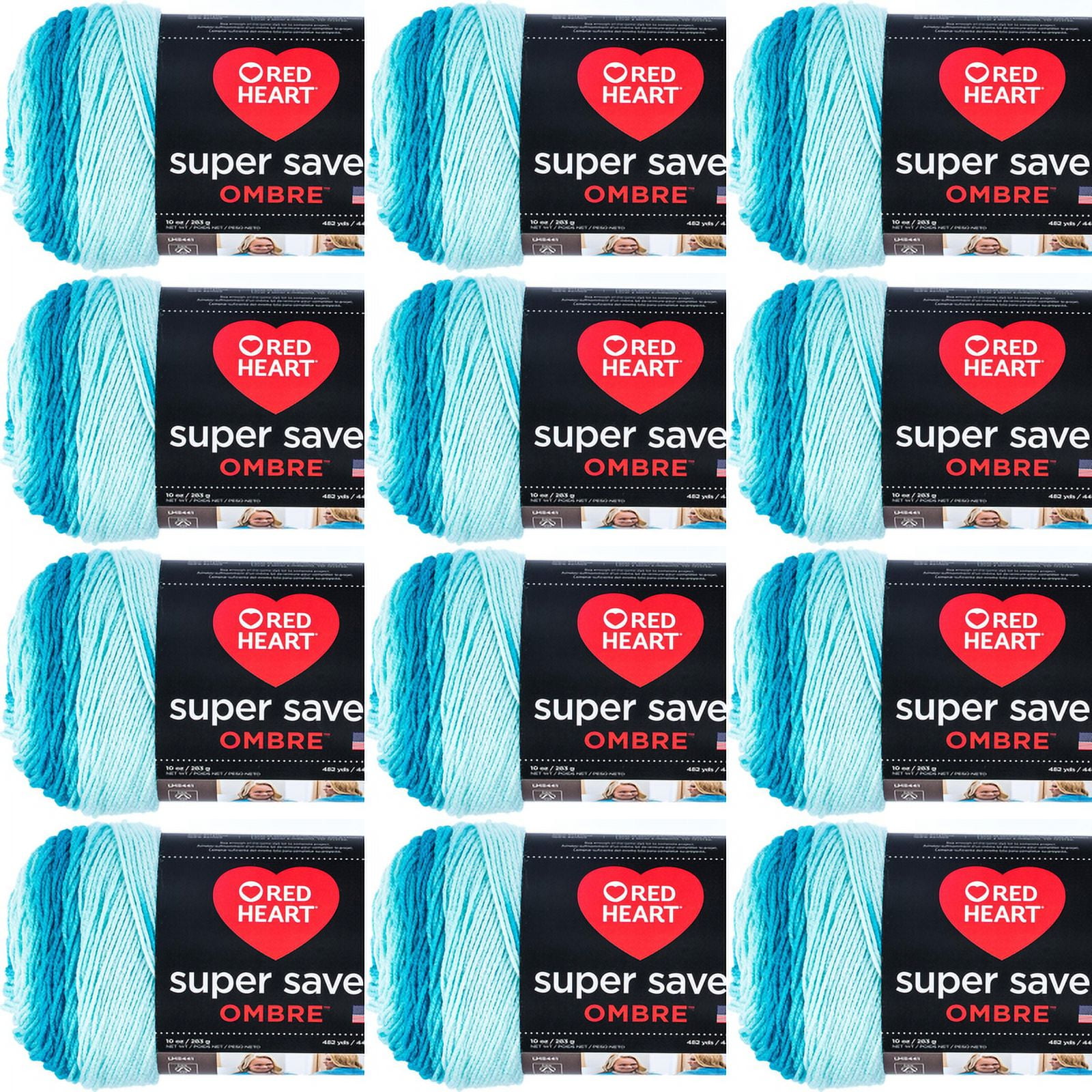 Spinrite Red Heart Super Saver Ombre Yarn - Scuba, 1 Pack of 12 Piece ...