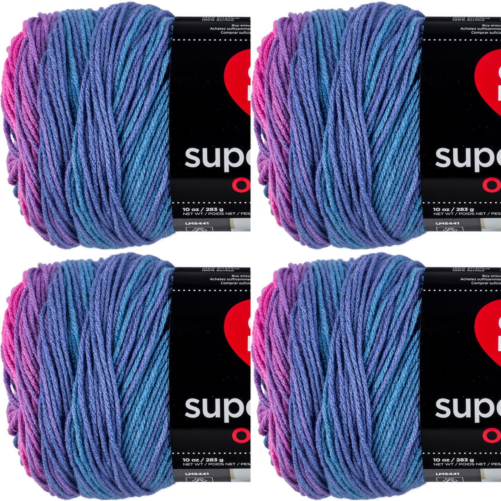 Spinrite Red Heart Super Saver Ombre Yarn - Sweet Treat, 1 Pack of 4 ...
