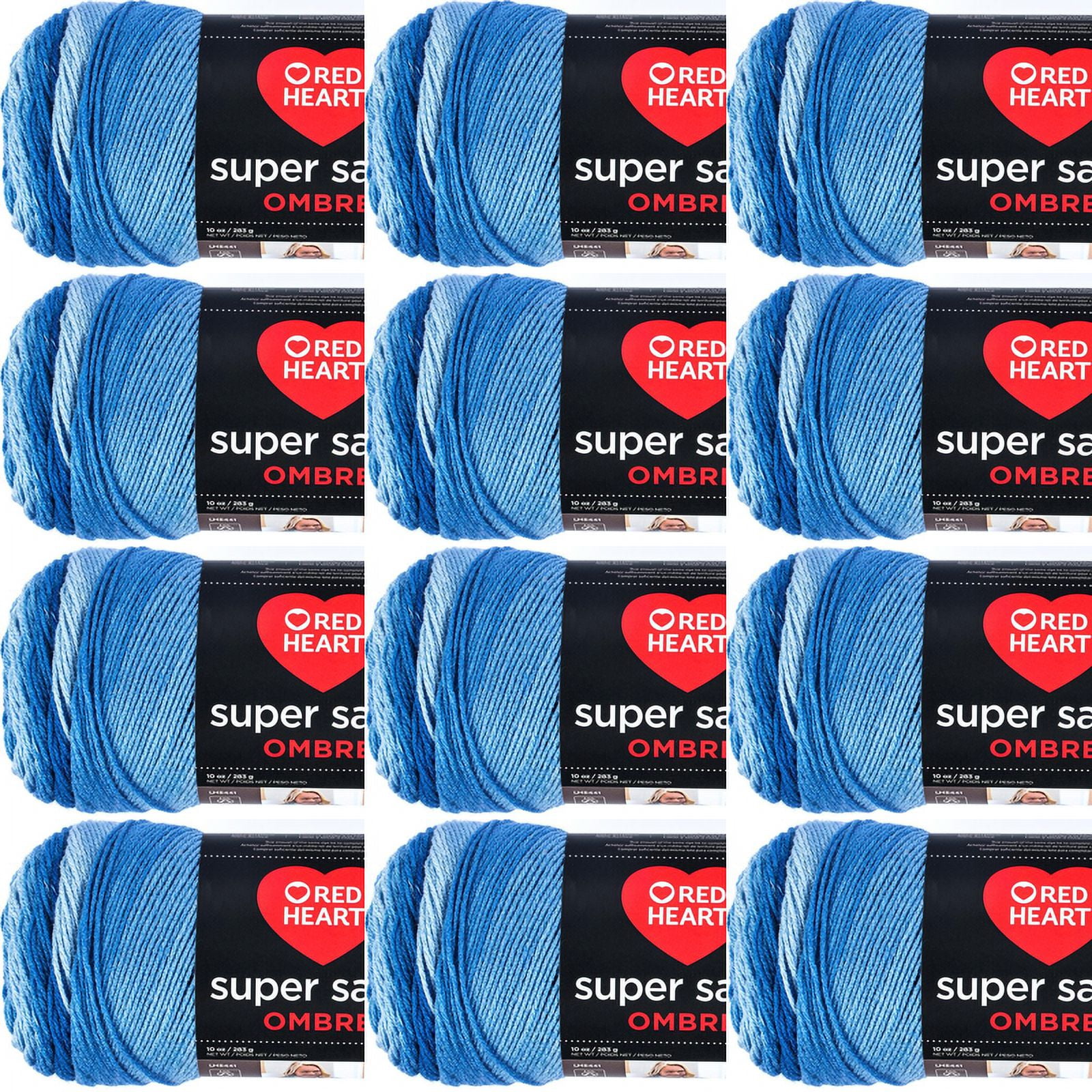 Spinrite Red Heart Super Saver Ombre Yarn - True Blue, 1 Pack of 12 ...
