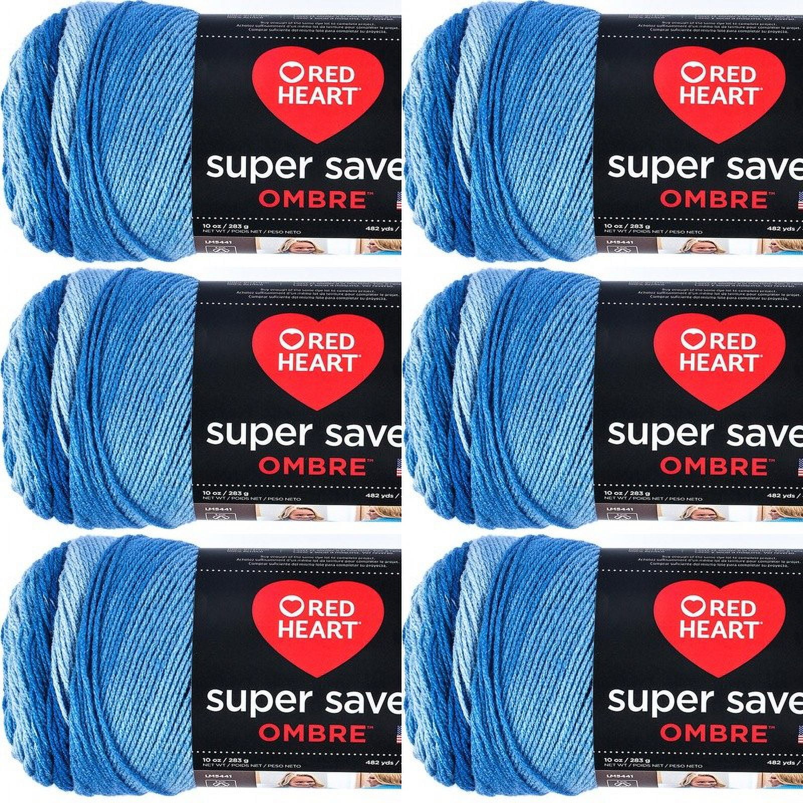 Spinrite Red Heart Super Saver Ombre Yarn - True Blue, 1 Pack of 6 ...