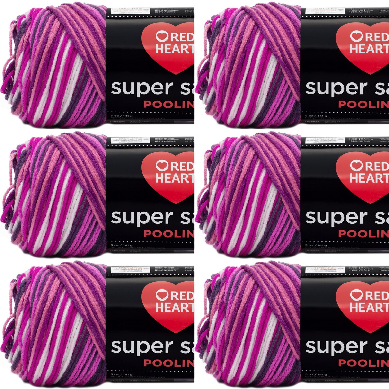 Spinrite Red Heart Super Saver Pooling Yarn - Berry, 1 Pack of 6 Piece ...