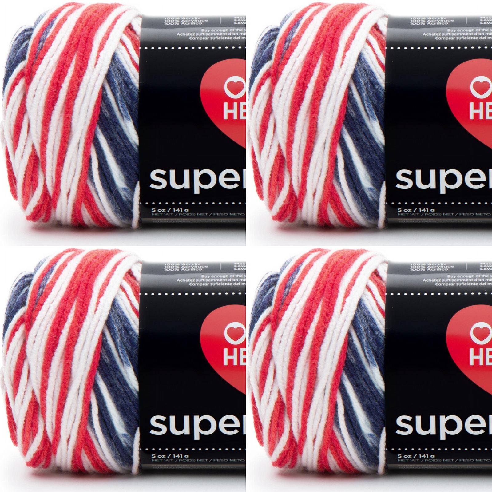 Spinrite Red Heart Super Saver Yarn - Americana, 1 Pack of 4 Piece ...