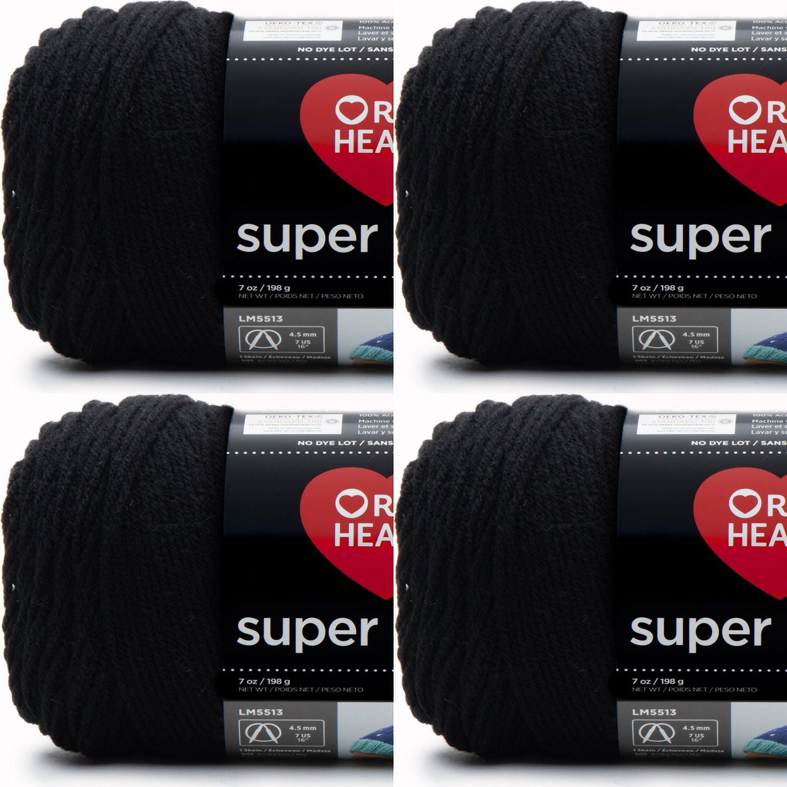 Spinrite Red Heart Super Saver Yarn - Black, 1 Pack of 4 Piece ...