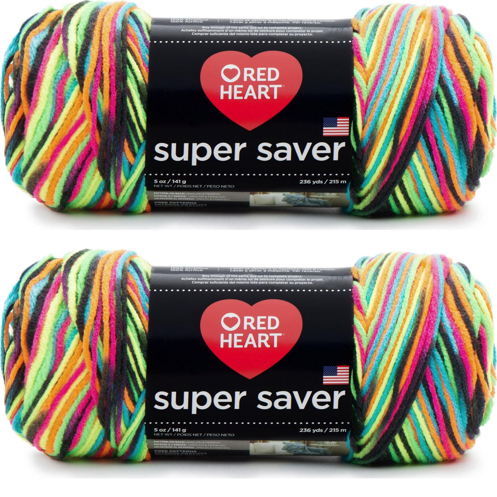 Spinrite Red Heart Super Saver Yarn - Blacklight, 1 Pack of 2 Piece ...