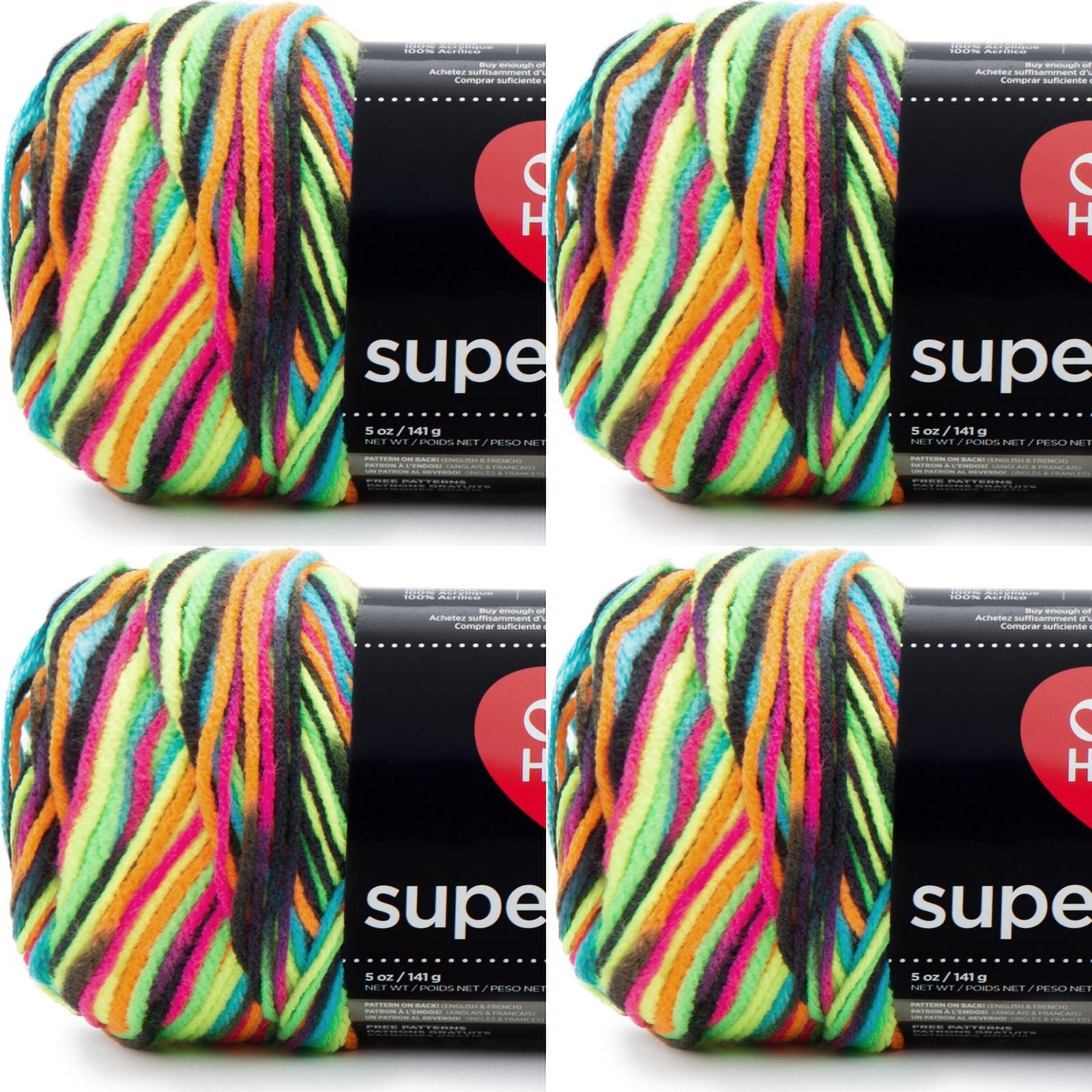 Spinrite Red Heart Super Saver Yarn - Blacklight, 1 Pack of 4 Piece ...
