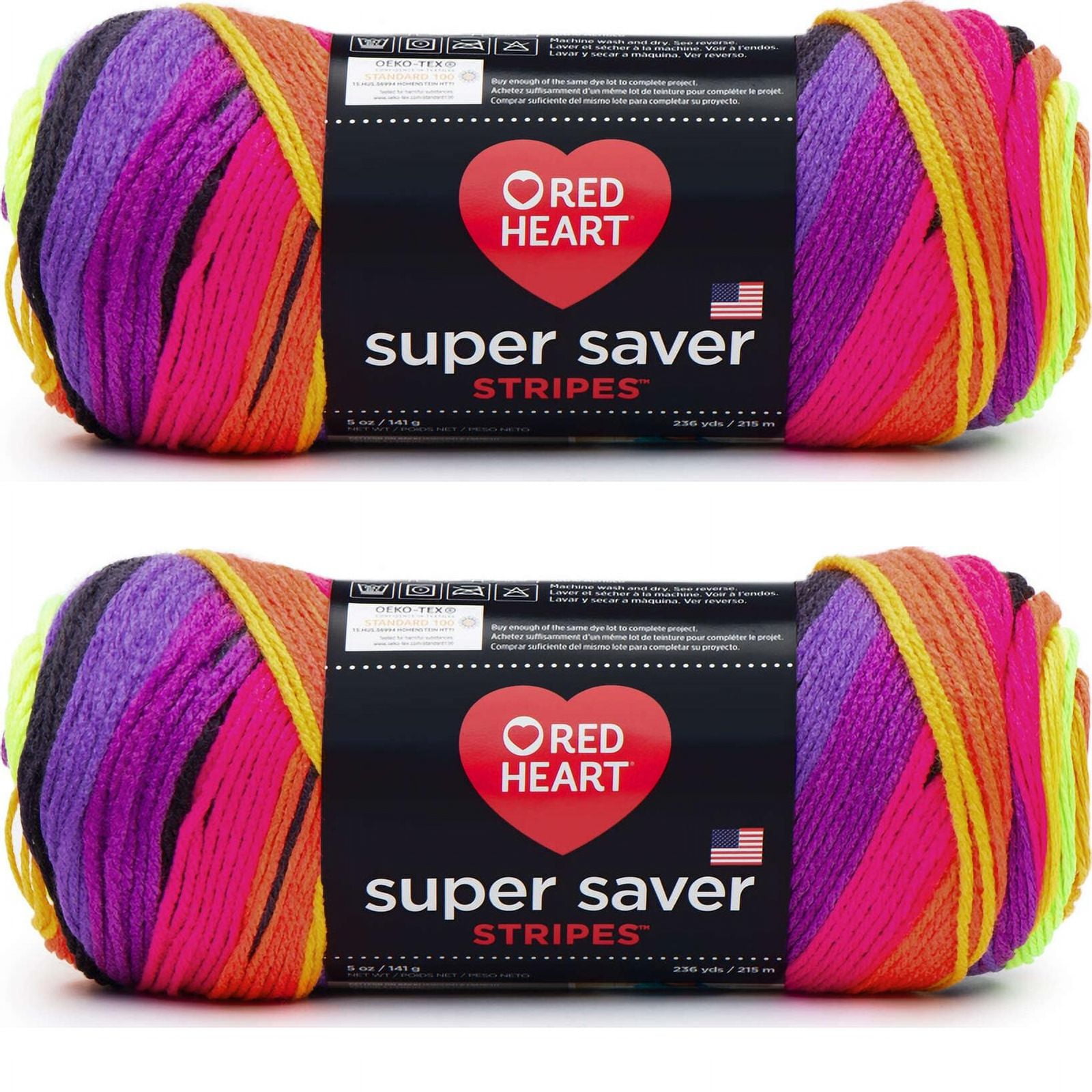 Spinrite Red Heart Super Saver Yarn - Bright Stripe, 1 Pack of 2 Piece ...