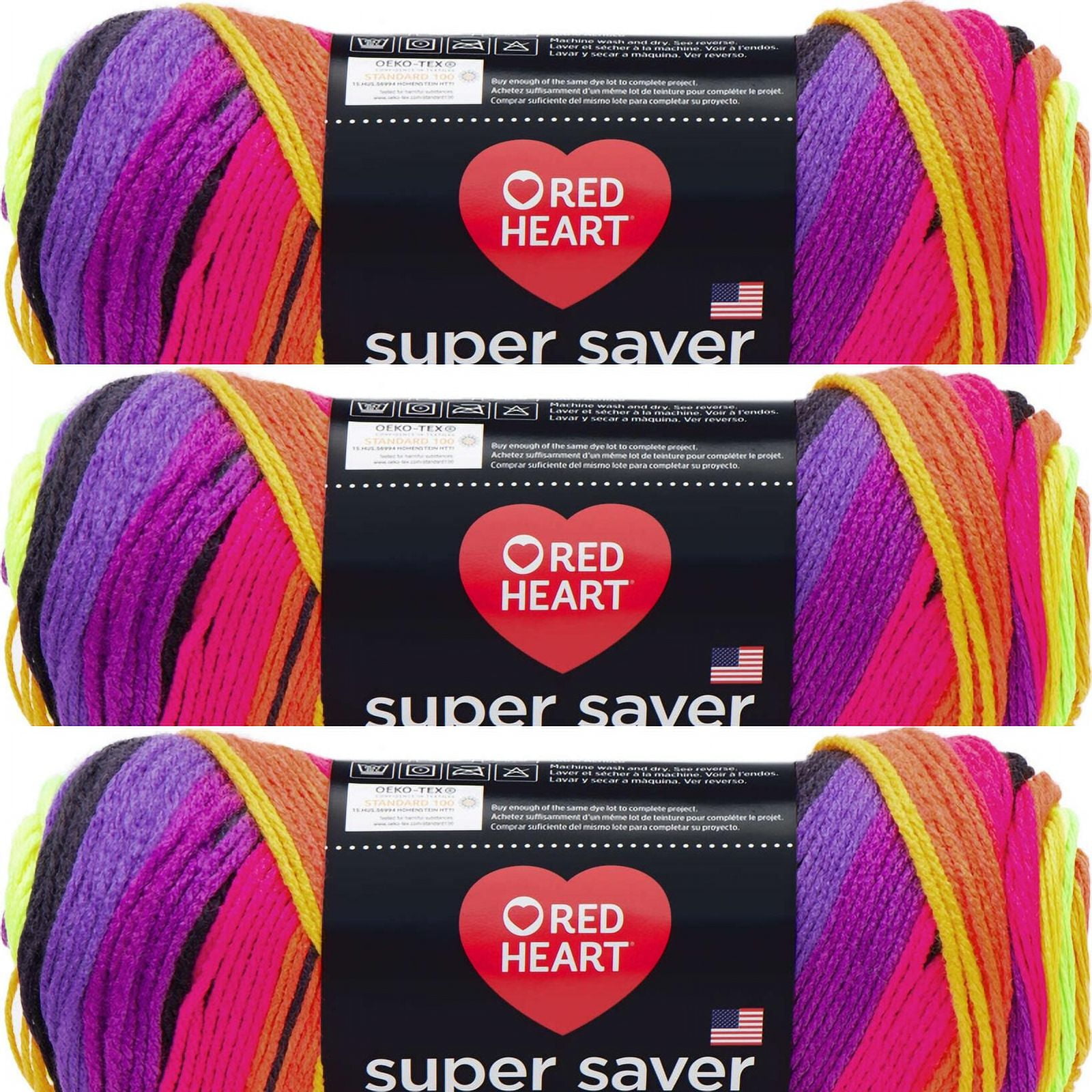 Spinrite Red Heart Super Saver Yarn - Bright Stripe, 1 Pack of 3 Piece ...