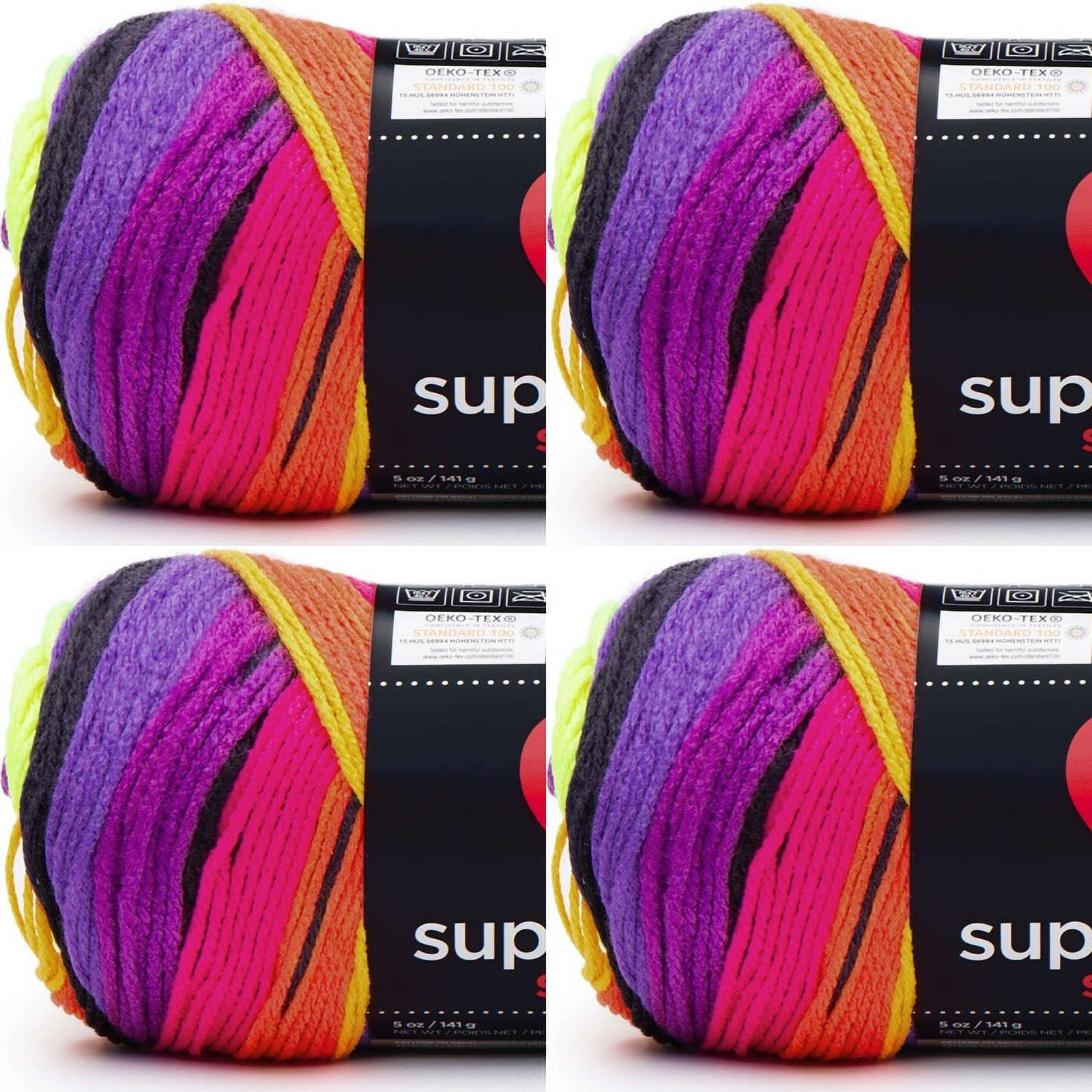 Spinrite Red Heart Super Saver Yarn - Bright Stripe, 1 Pack of 4 Piece ...