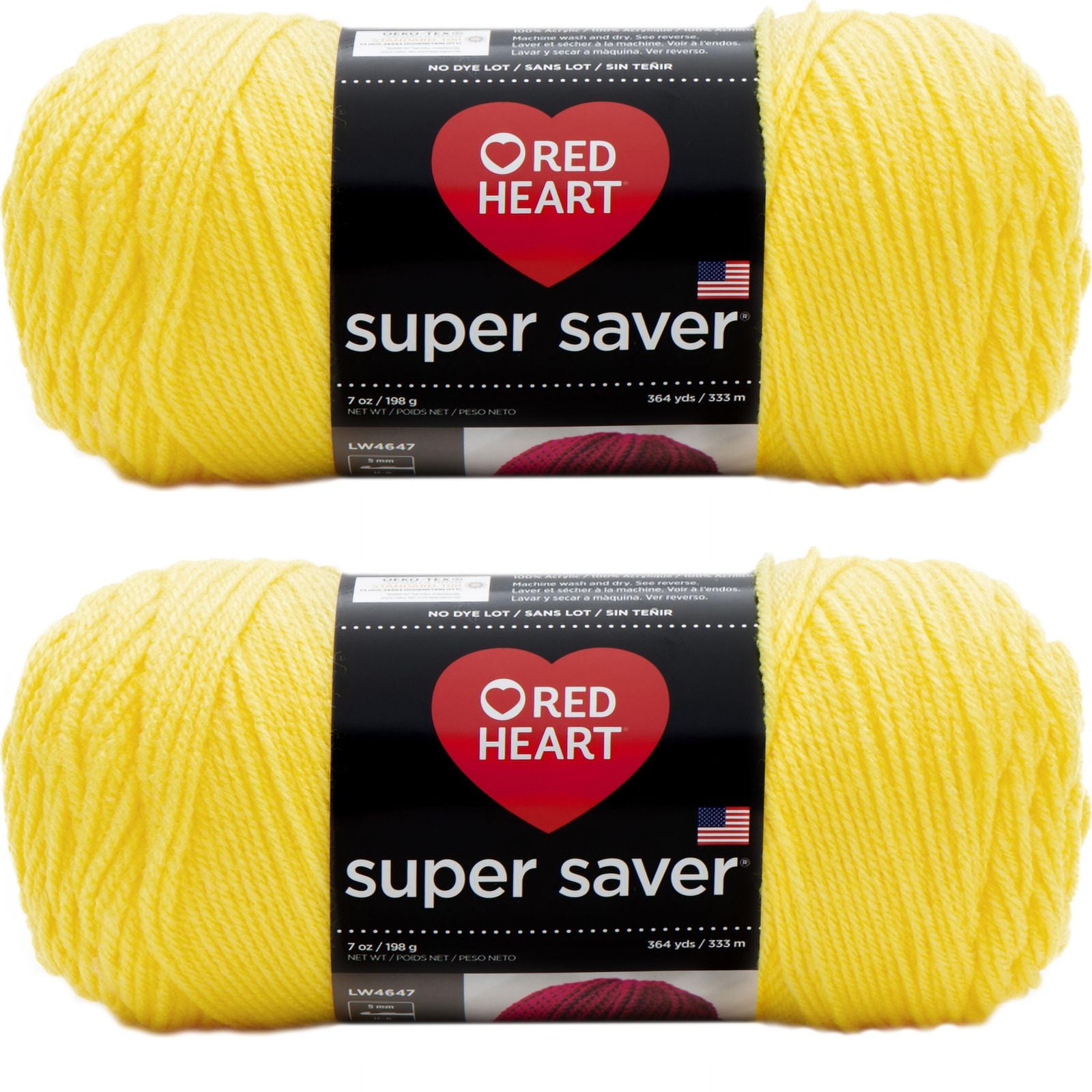 Spinrite Red Heart Super Saver Yarn - Bright Yellow, 1 Pack of 2 Piece ...