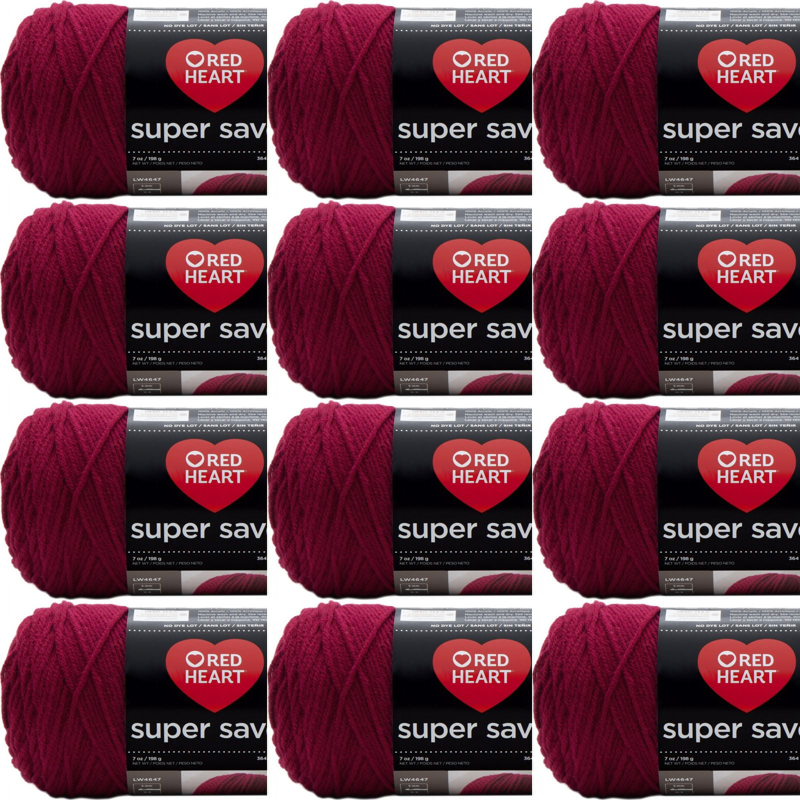 Spinrite Red Heart Super Saver Yarn - Burgundy, 1 Pack of 12 Piece ...