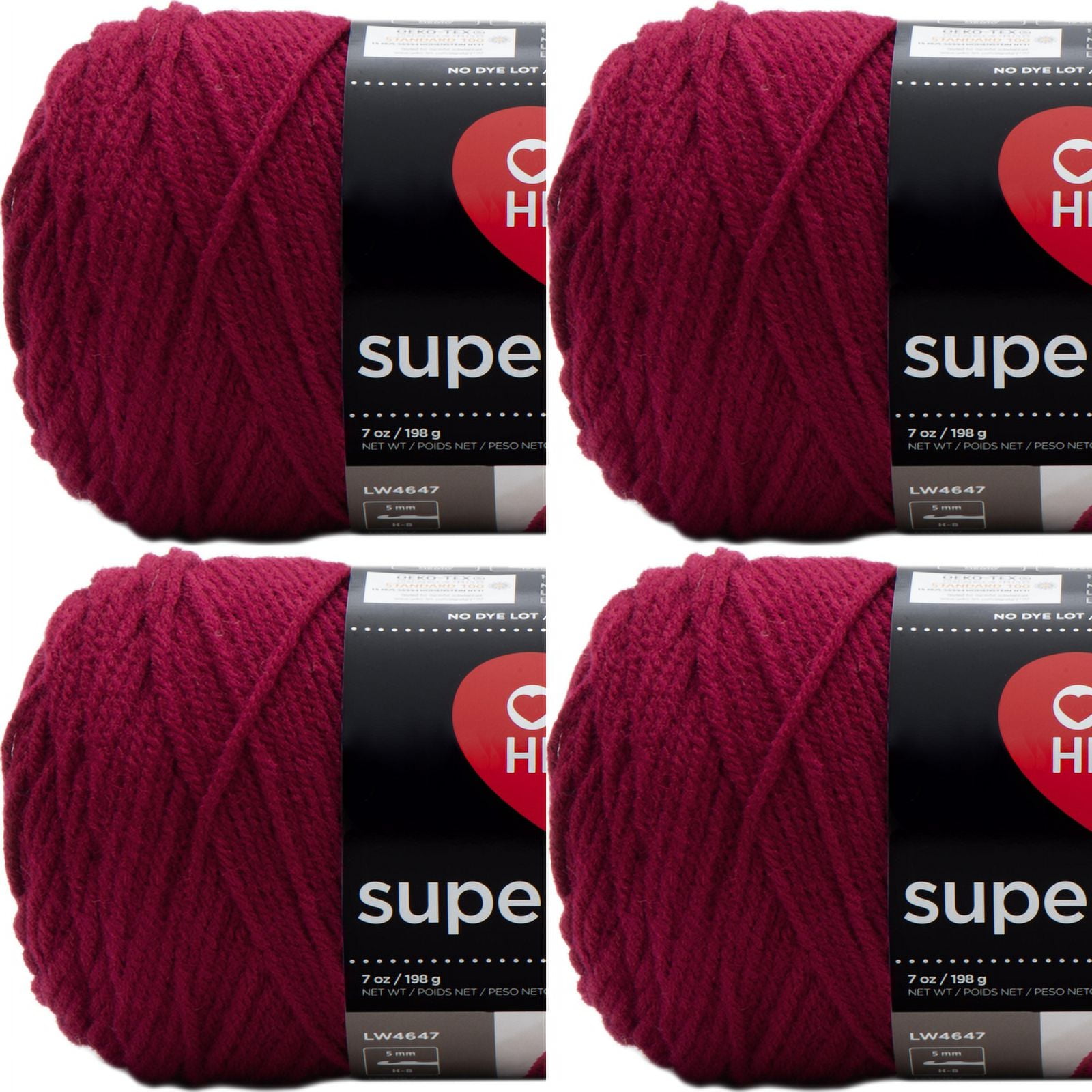 Spinrite Red Heart Super Saver Yarn-Burgundy, 1 Pack of 4 Piece ...