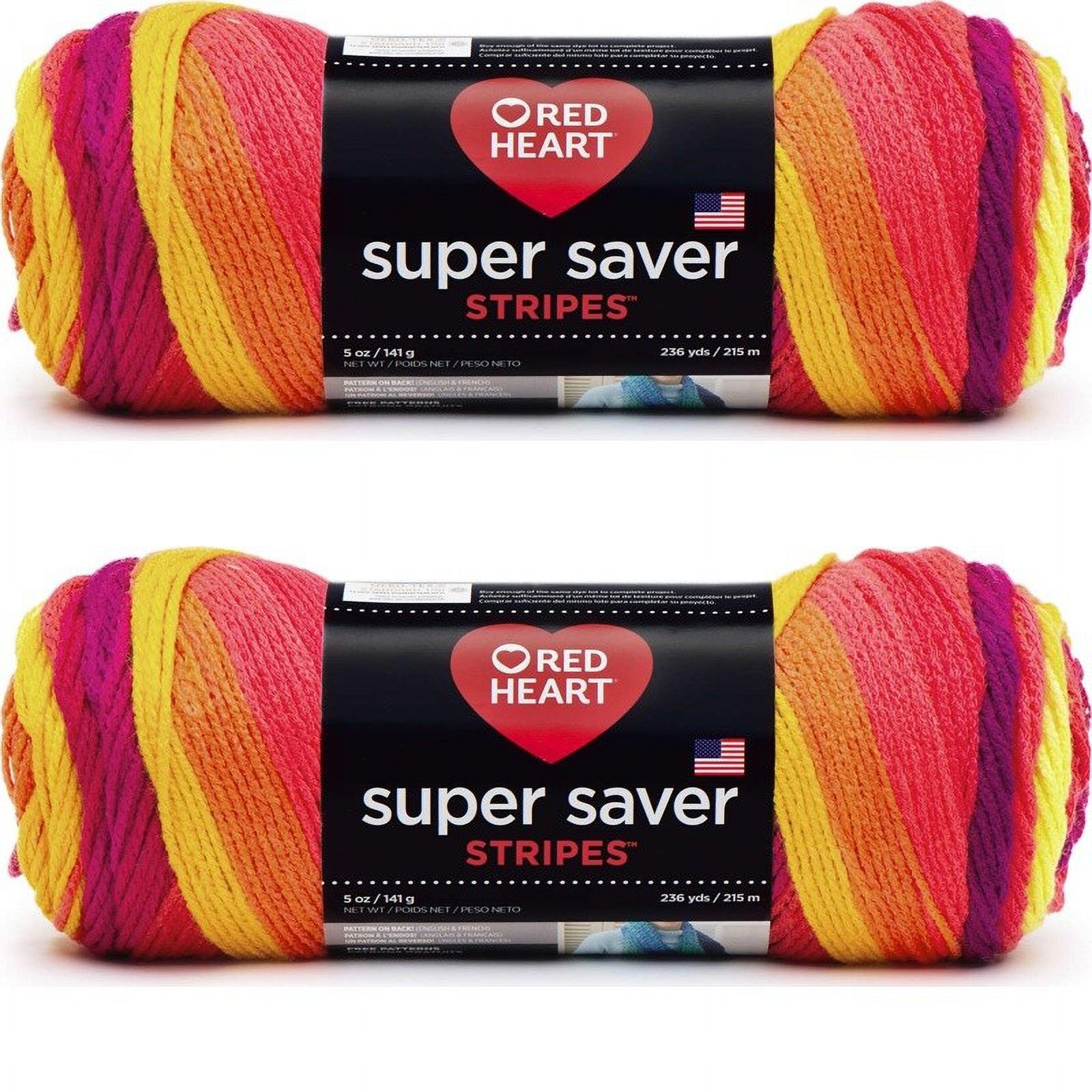 Spinrite Red Heart Super Saver Yarn - Fruity Stripe, 1 Pack of 2 Piece ...