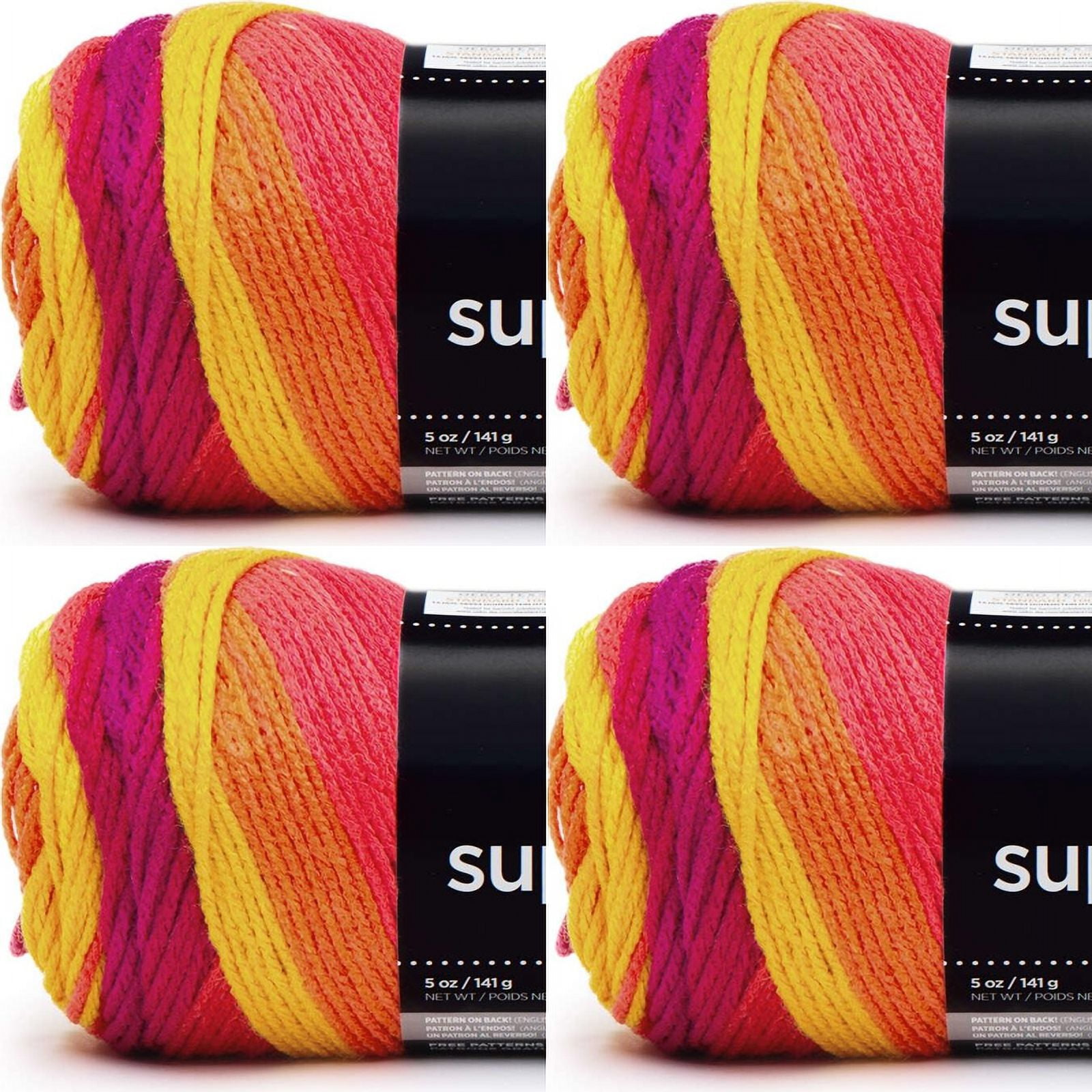 Spinrite Red Heart Super Saver Yarn - Fruity Stripe, 1 Pack of 4 Piece ...