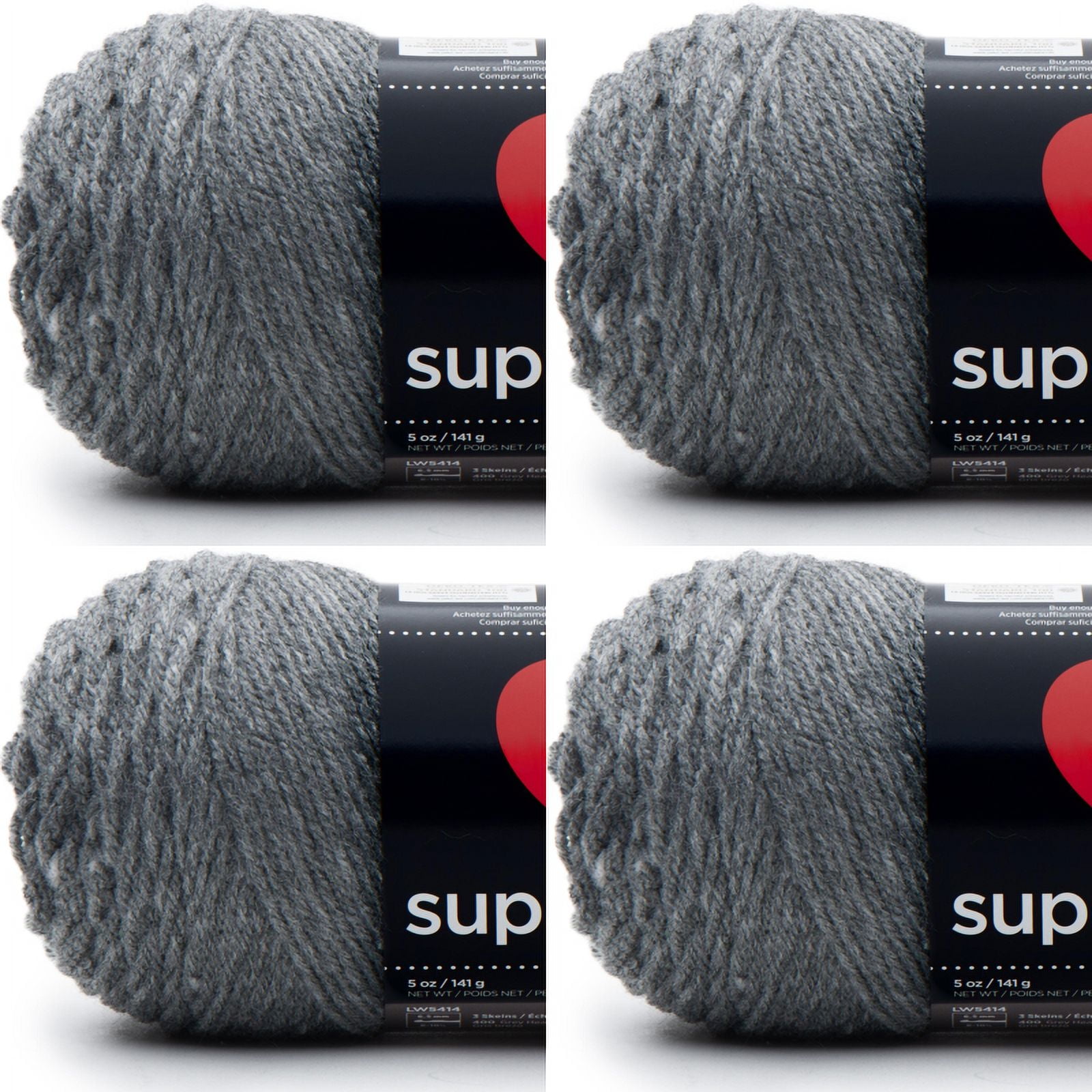Spinrite Red Heart Super Saver Yarn - Gray Heather, 1 Pack of 4 Piece ...