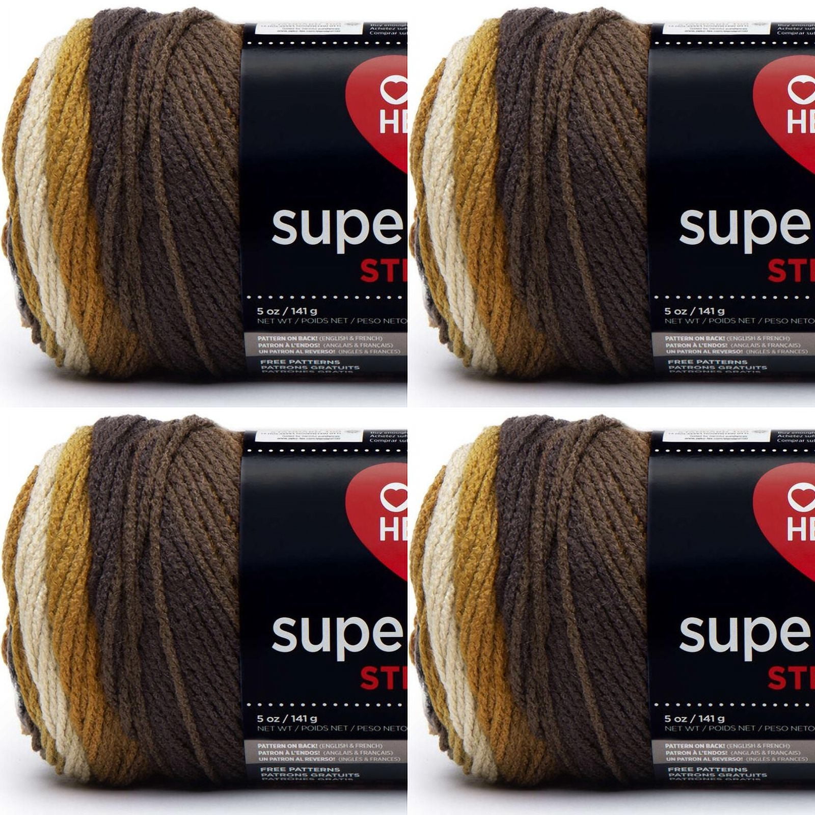 Spinrite Red Heart Super Saver Yarn - Latte Stripe, 1 Pack of 4 Piece ...