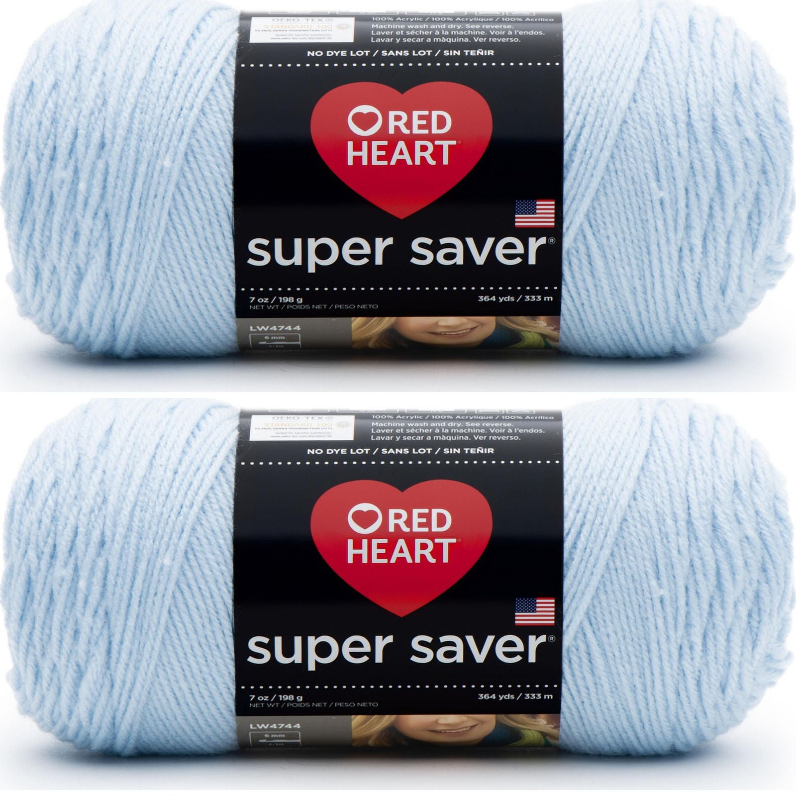 Spinrite Red Heart Super Saver Yarn - Light Blue, 1 Pack of 2 Piece ...