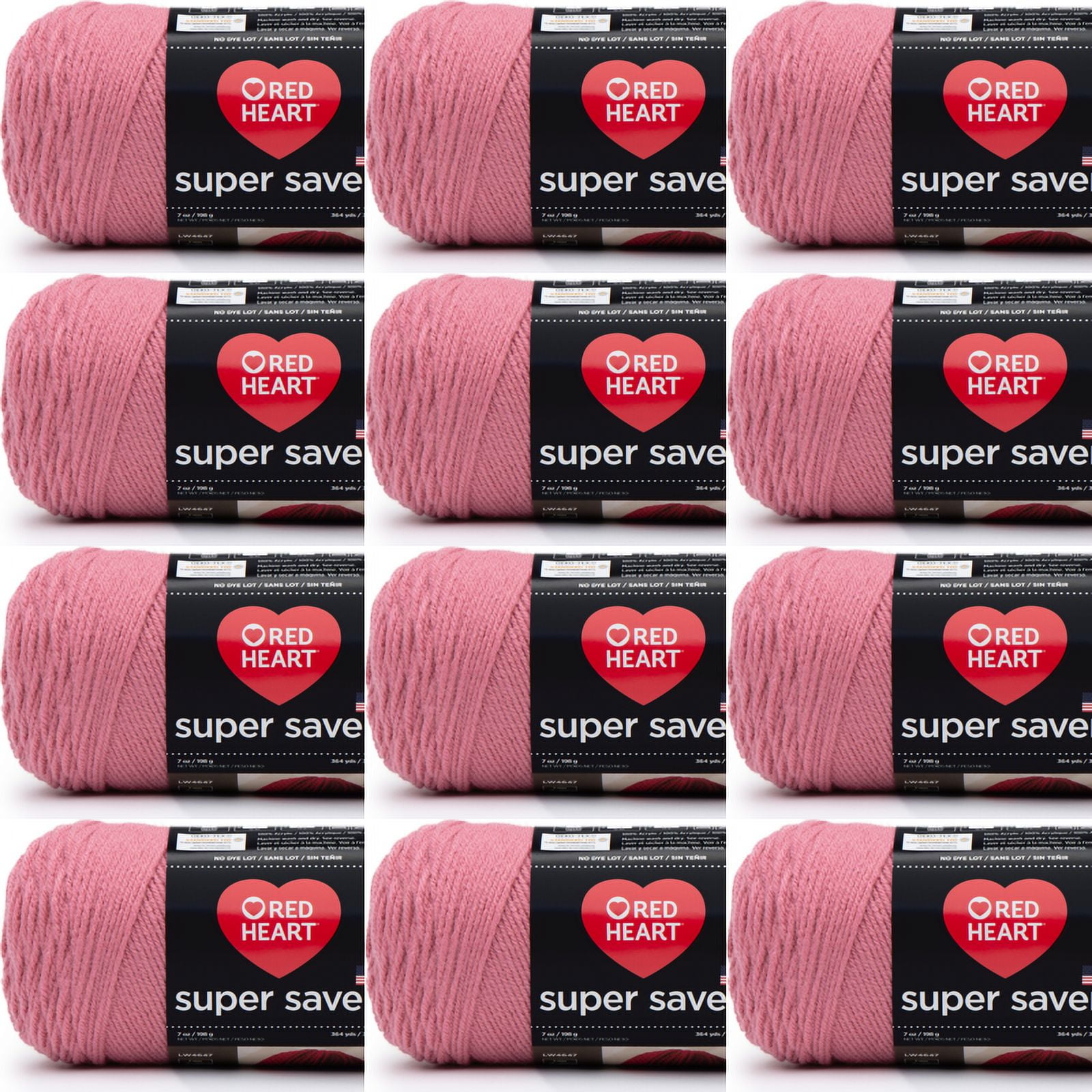 Spinrite Red Heart Super Saver Yarn - Light Raspberry, 1 Pack of 12 ...