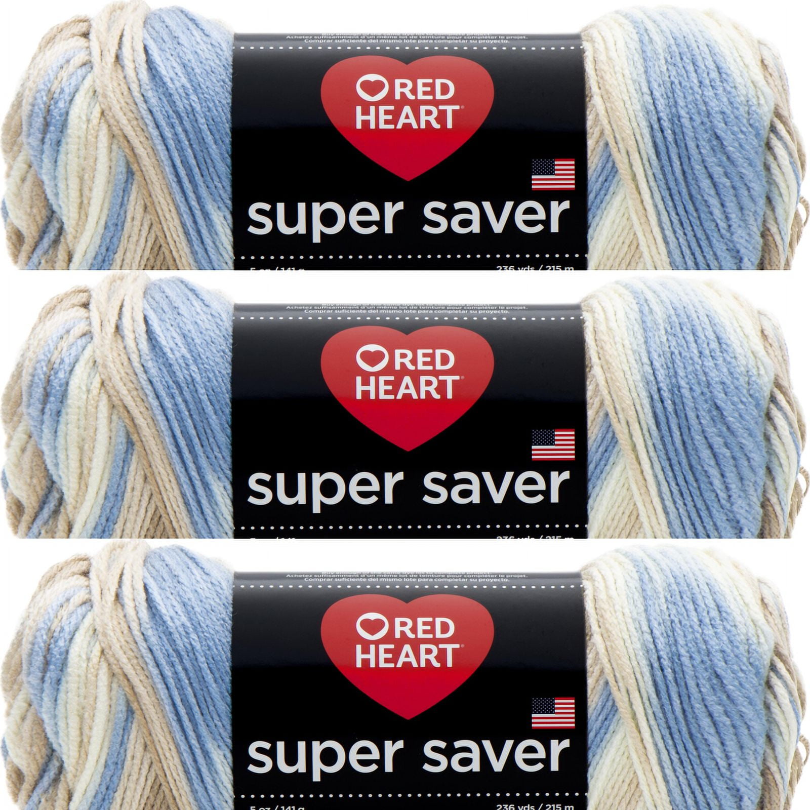 Spinrite Red Heart Super Saver Yarn-Mirage, 1 Pack of 3 Piece - Walmart.com