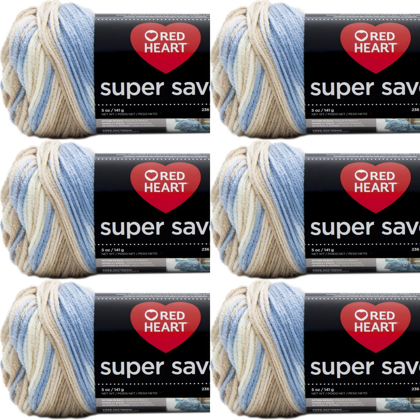 Spinrite Red Heart Super Saver Yarn - Mirage, 1 Pack of 6 Piece ...