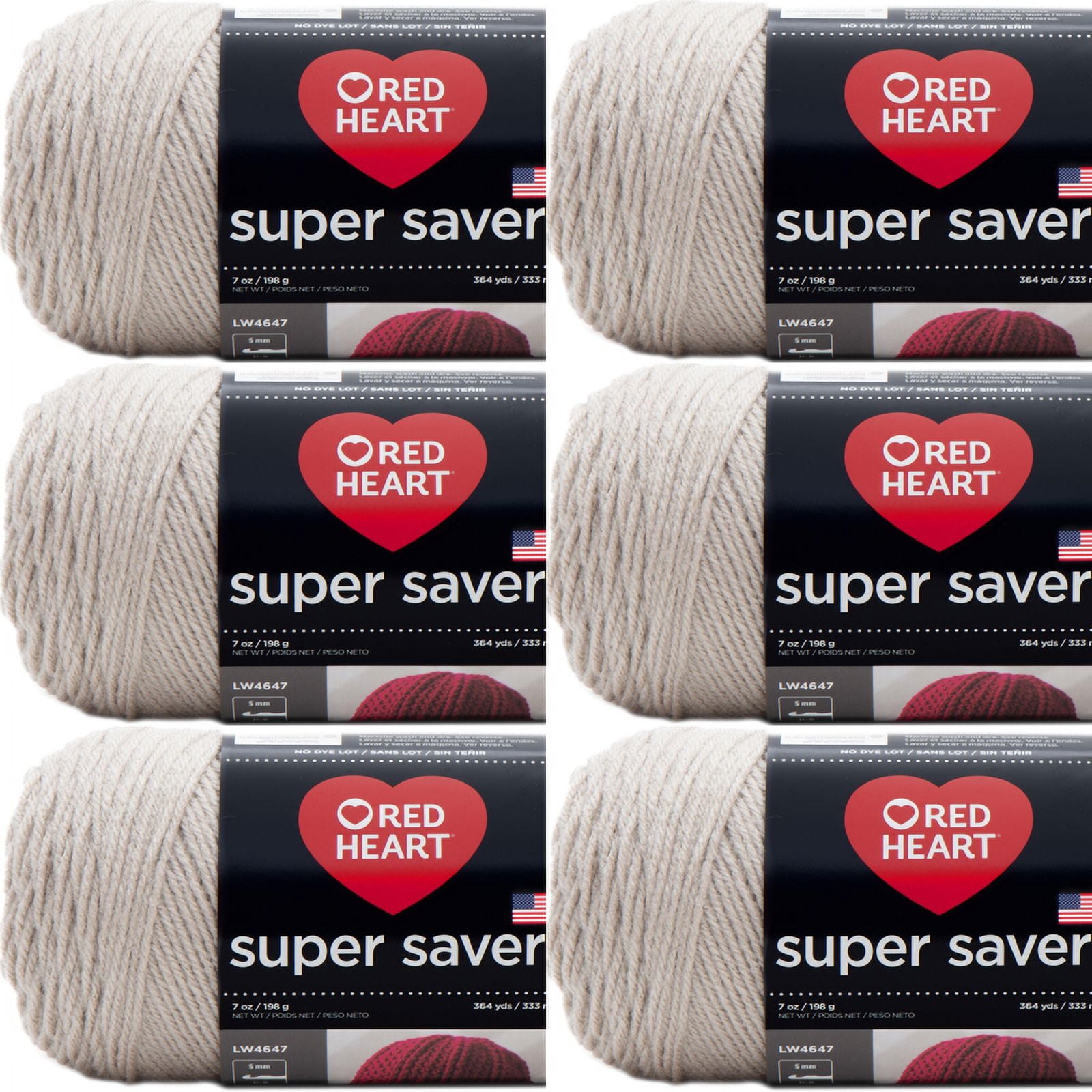 Spinrite Red Heart Super Saver Yarn - Oatmeal, 1 Pack of 6 Piece ...
