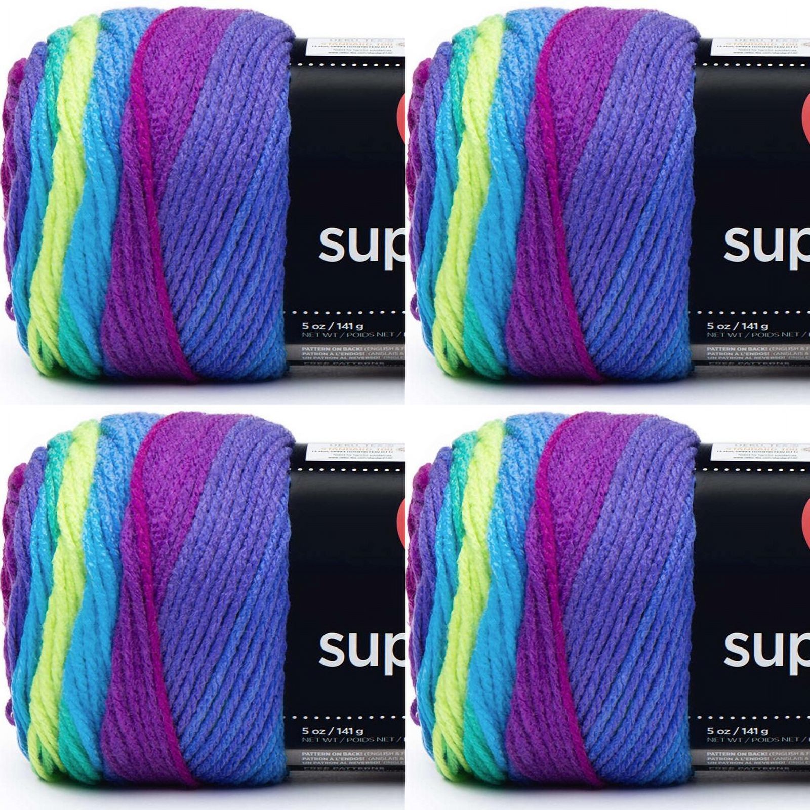 Spinrite Red Heart Super Saver Yarn - Parrot Stripe, 1 Pack of 4 Piece ...
