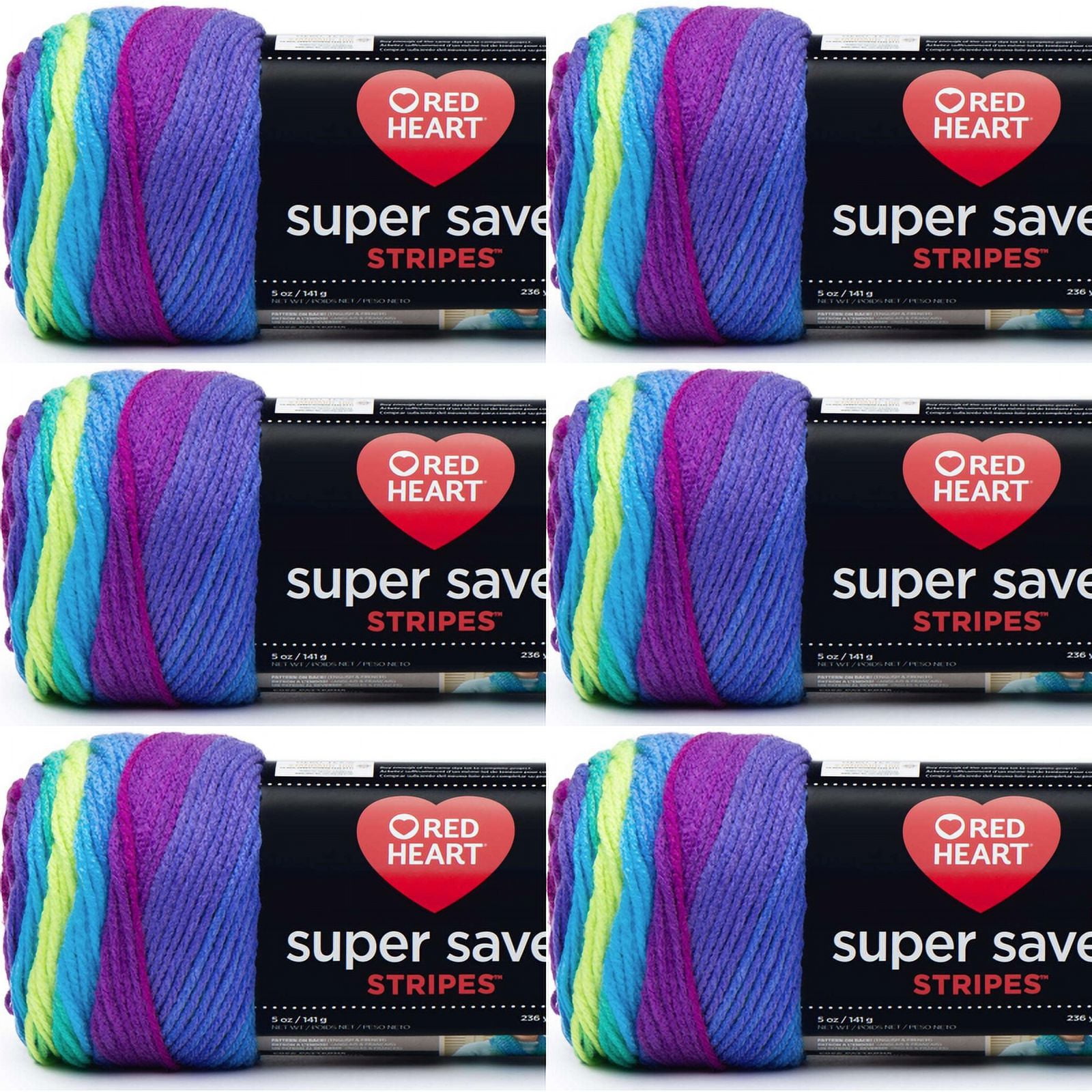 Spinrite Red Heart Super Saver Yarn - Parrot Stripe, 1 Pack of 6 Piece ...