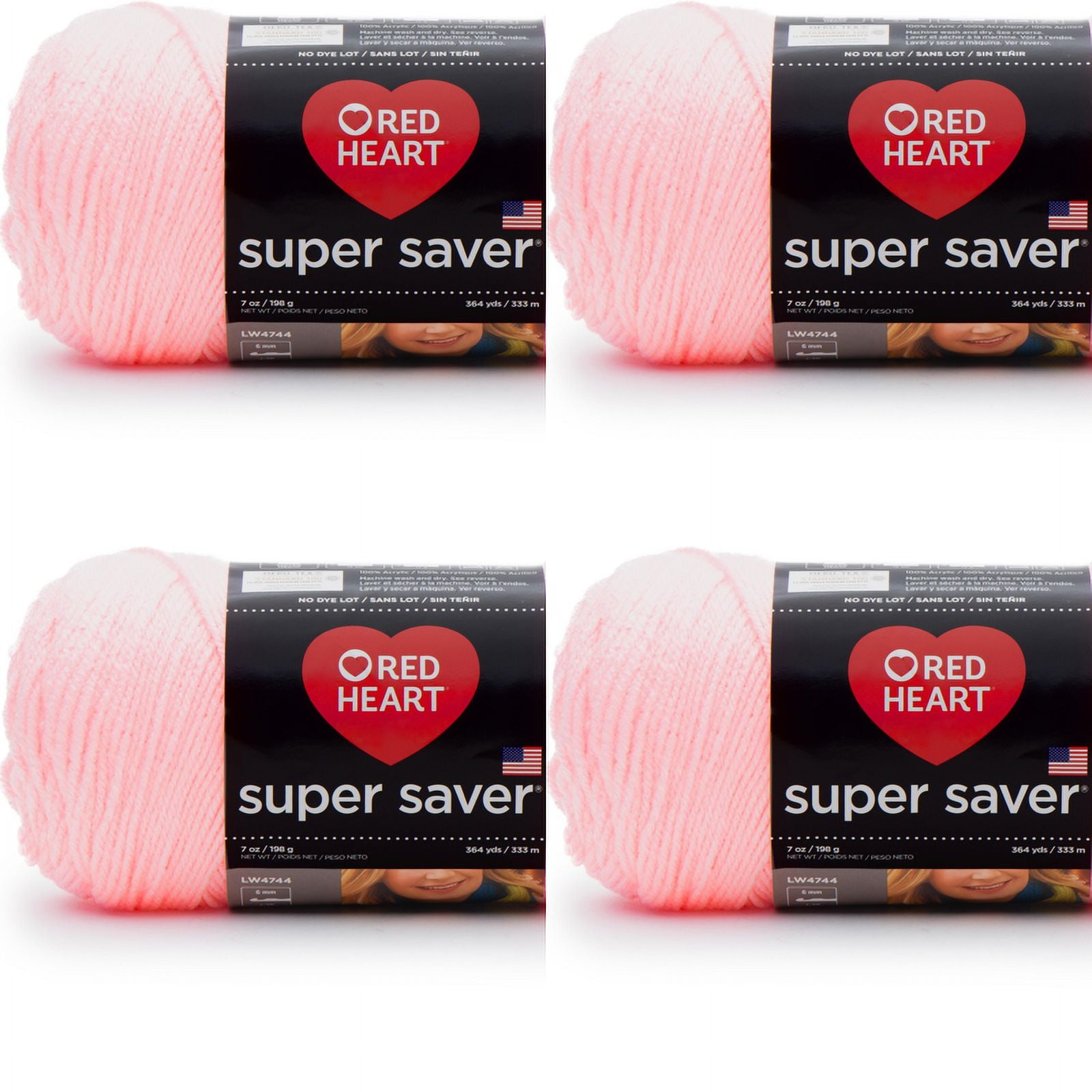 Spinrite Red Heart Super Saver Yarn - Petal Pink, 1 Pack of 4 Piece ...