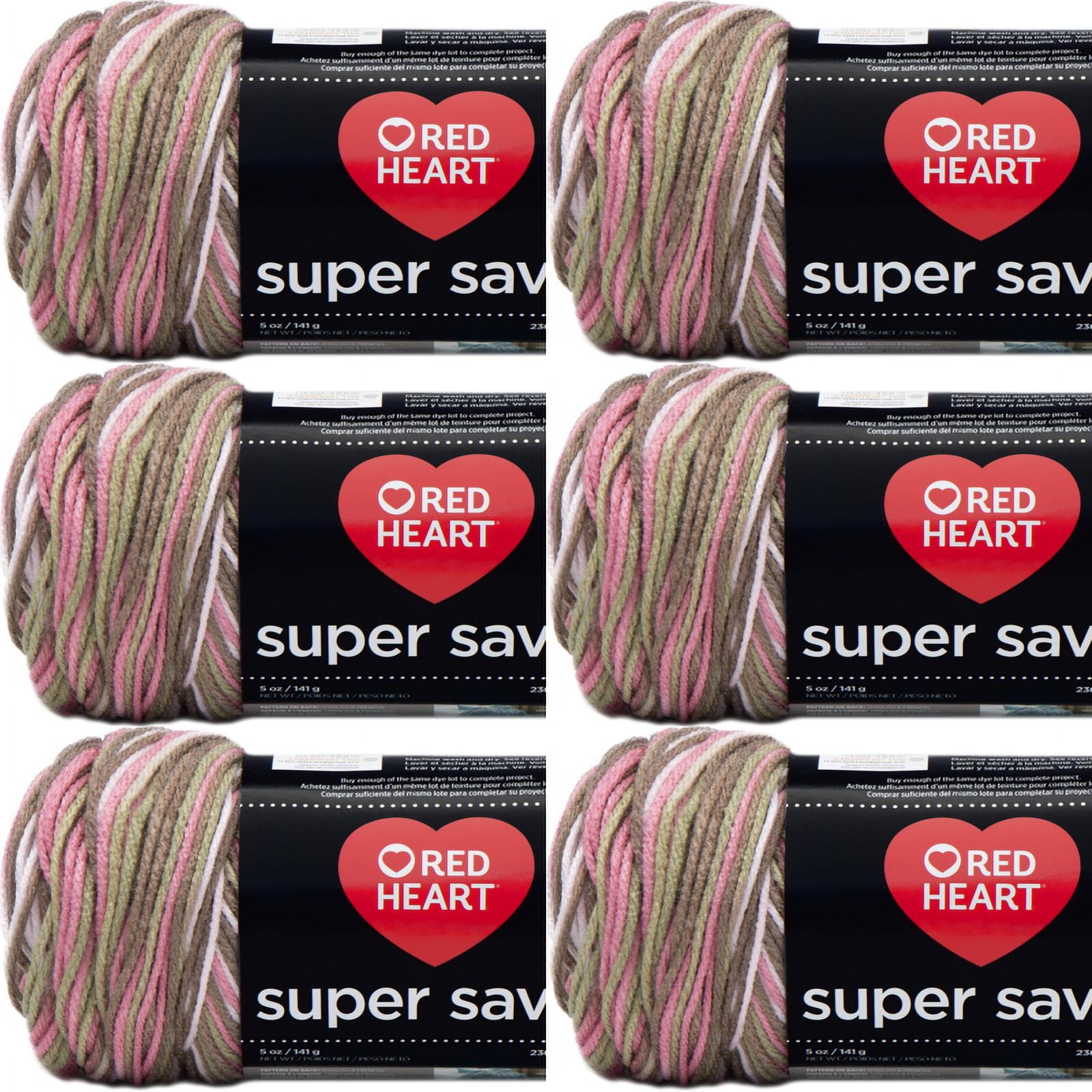Spinrite Red Heart Super Saver Yarn - Pink Camo, 1 Pack of 6 Piece ...