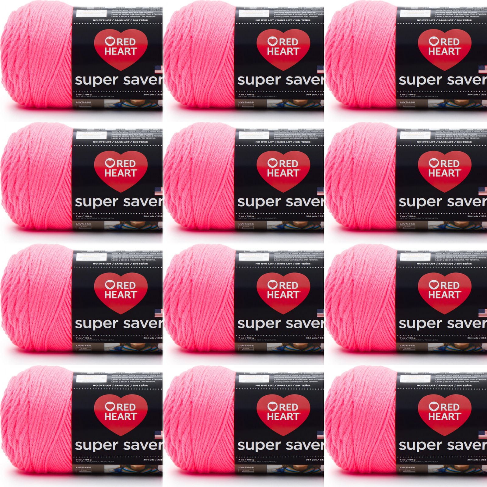 Spinrite Red Heart Super Saver Yarn - Pretty 'n Pink, 1 Pack of 12 ...