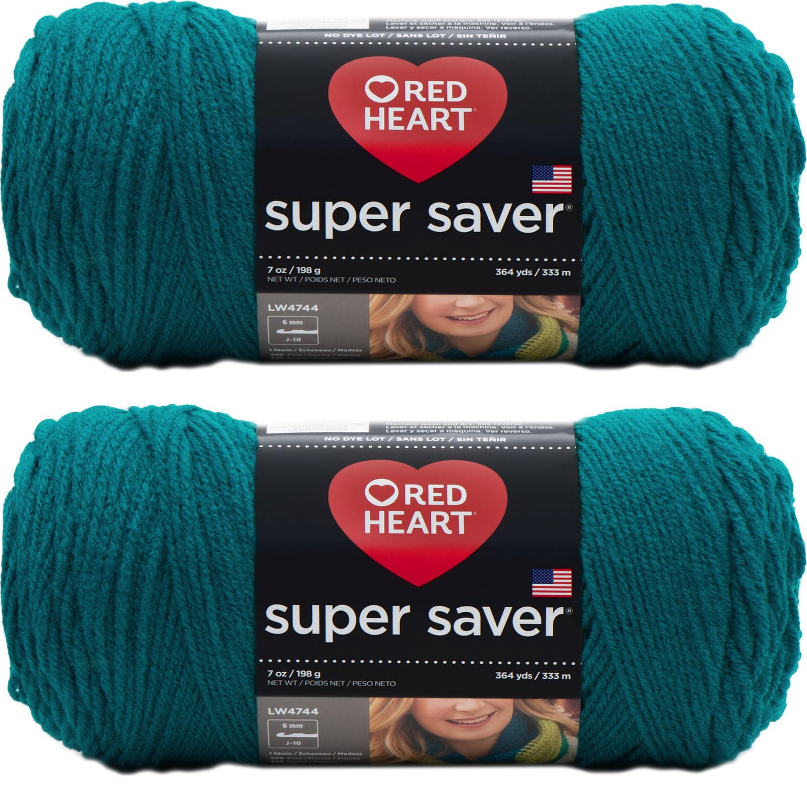 Spinrite Red Heart Super Saver Yarn-Real Teal, 1 Pack of 2 Piece ...