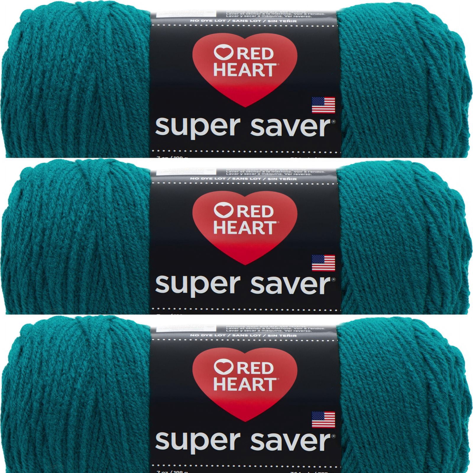 Spinrite Red Heart Super Saver Yarn-Real Teal, 1 Pack of 3 Piece ...