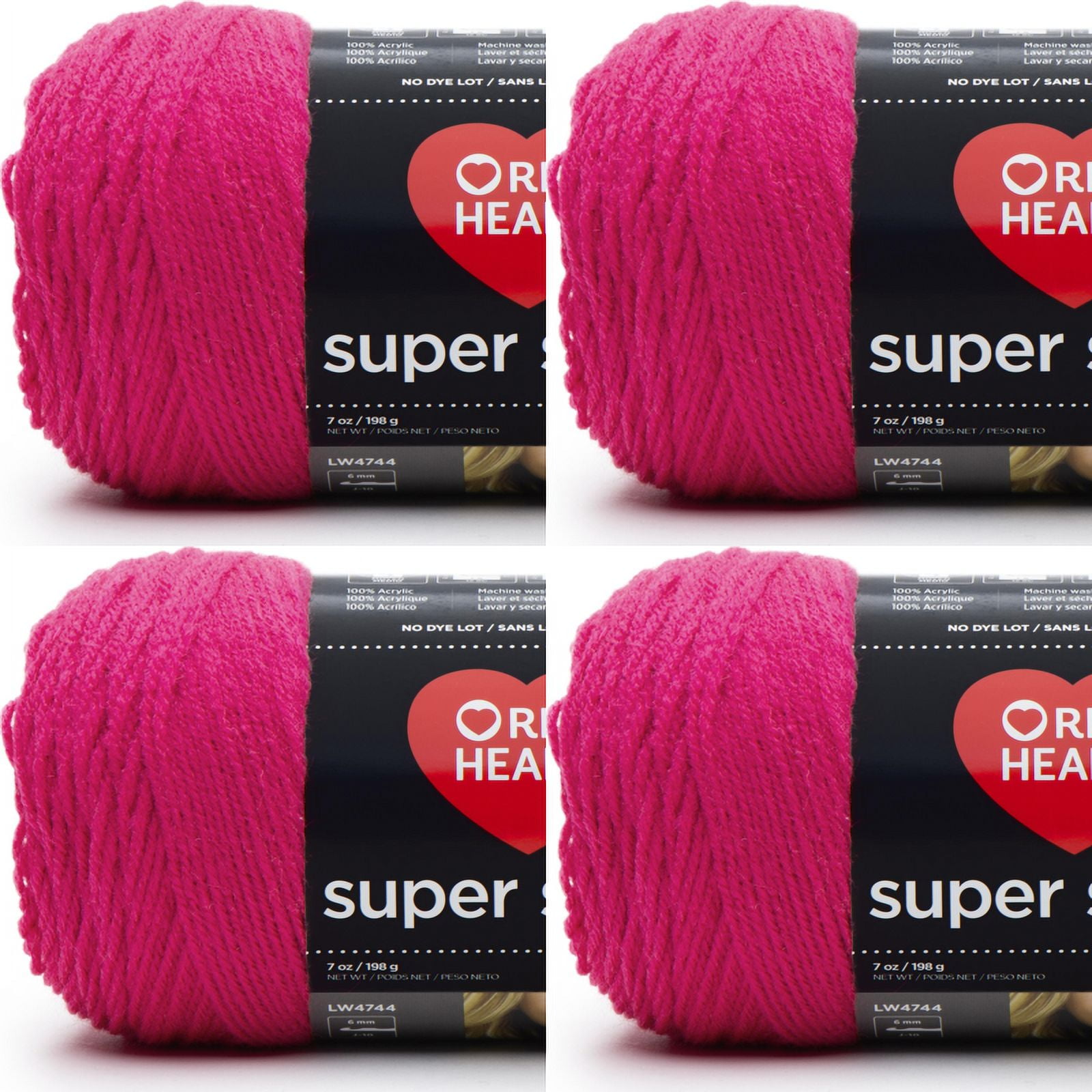 Spinrite Red Heart Super Saver Yarn - Shocking Pink, 1 Pack of 4 Piece ...