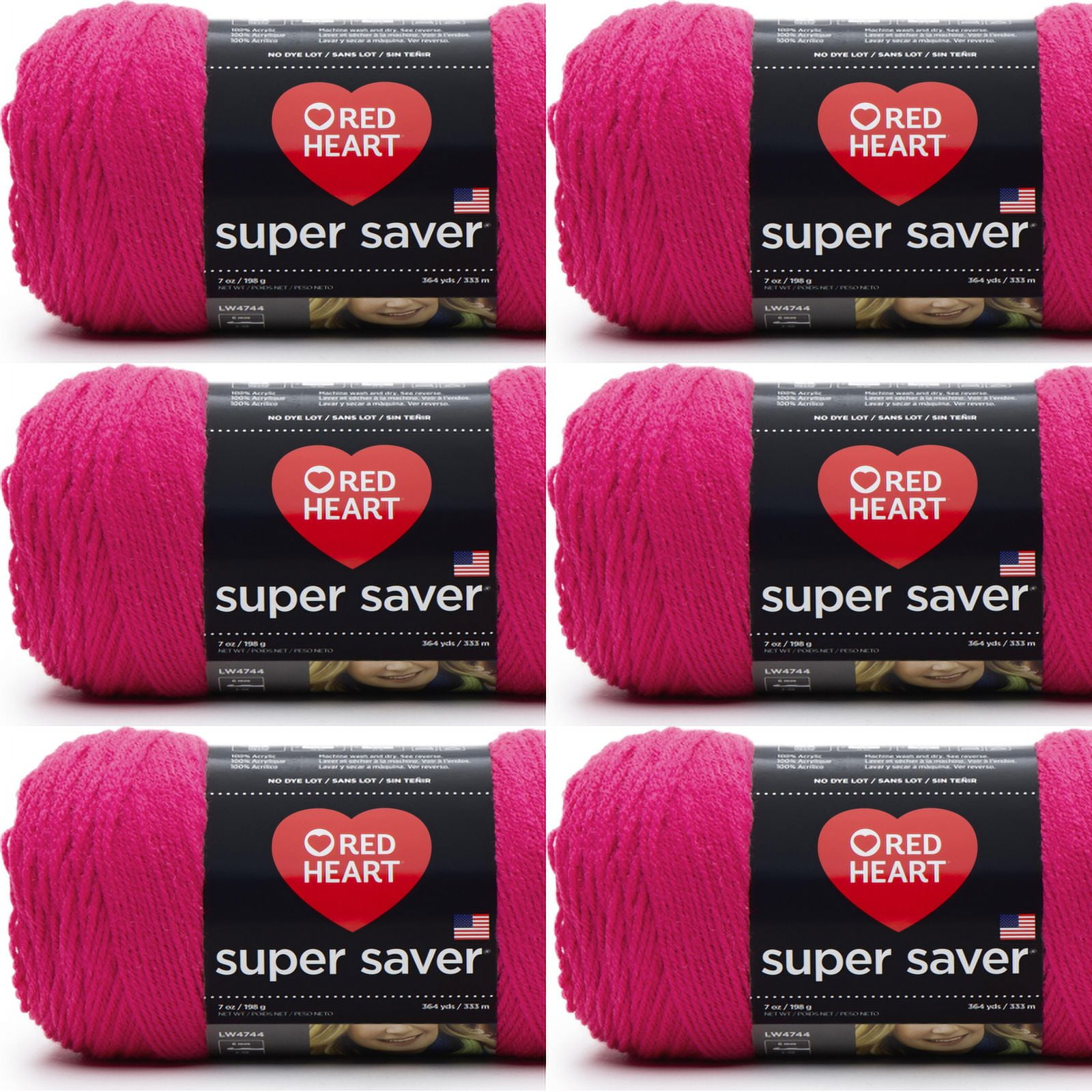 Spinrite Red Heart Super Saver Yarn - Shocking Pink, 1 Pack of 6 Piece ...