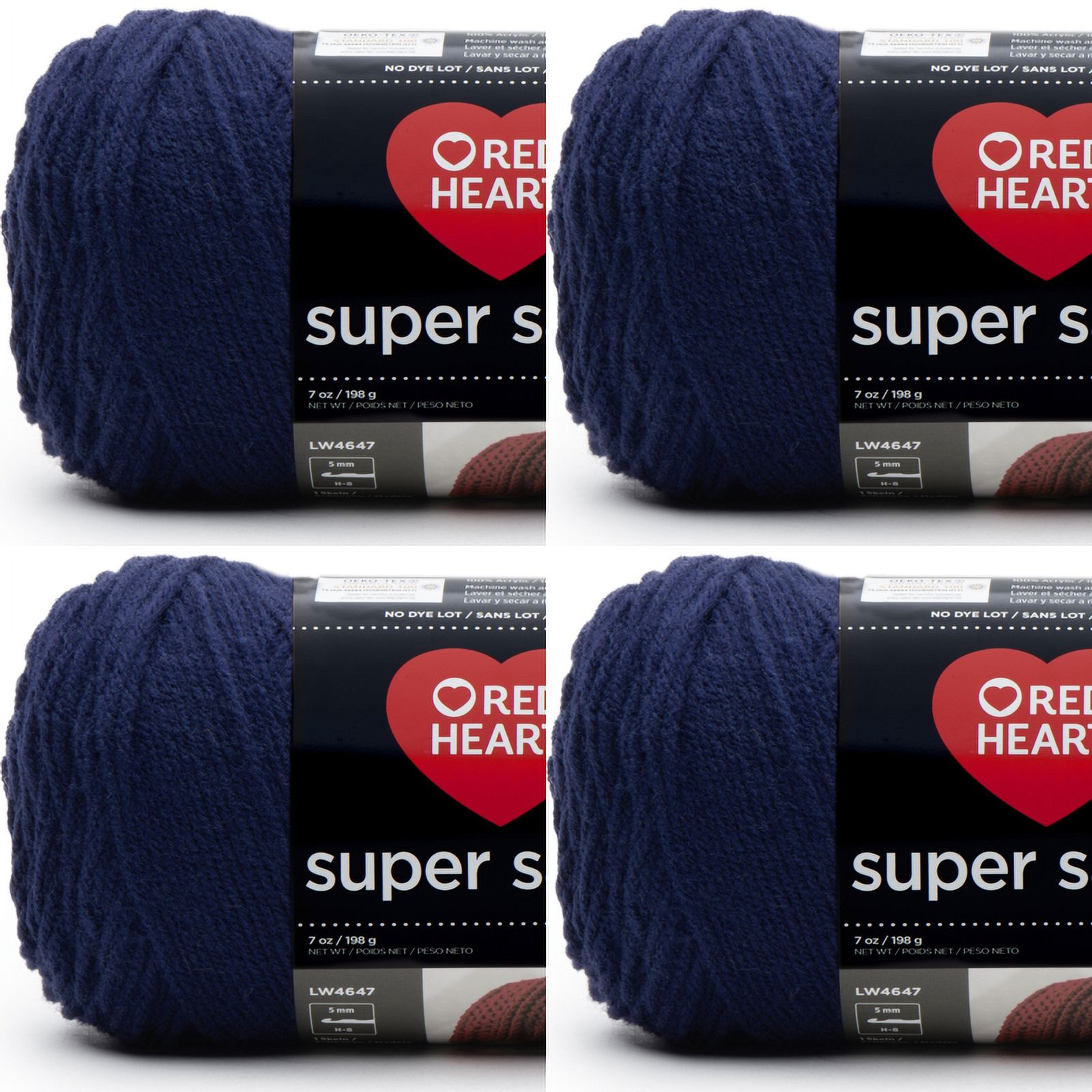 Spinrite Red Heart Super Saver Yarn - Soft Navy, 1 Pack of 4 Piece ...