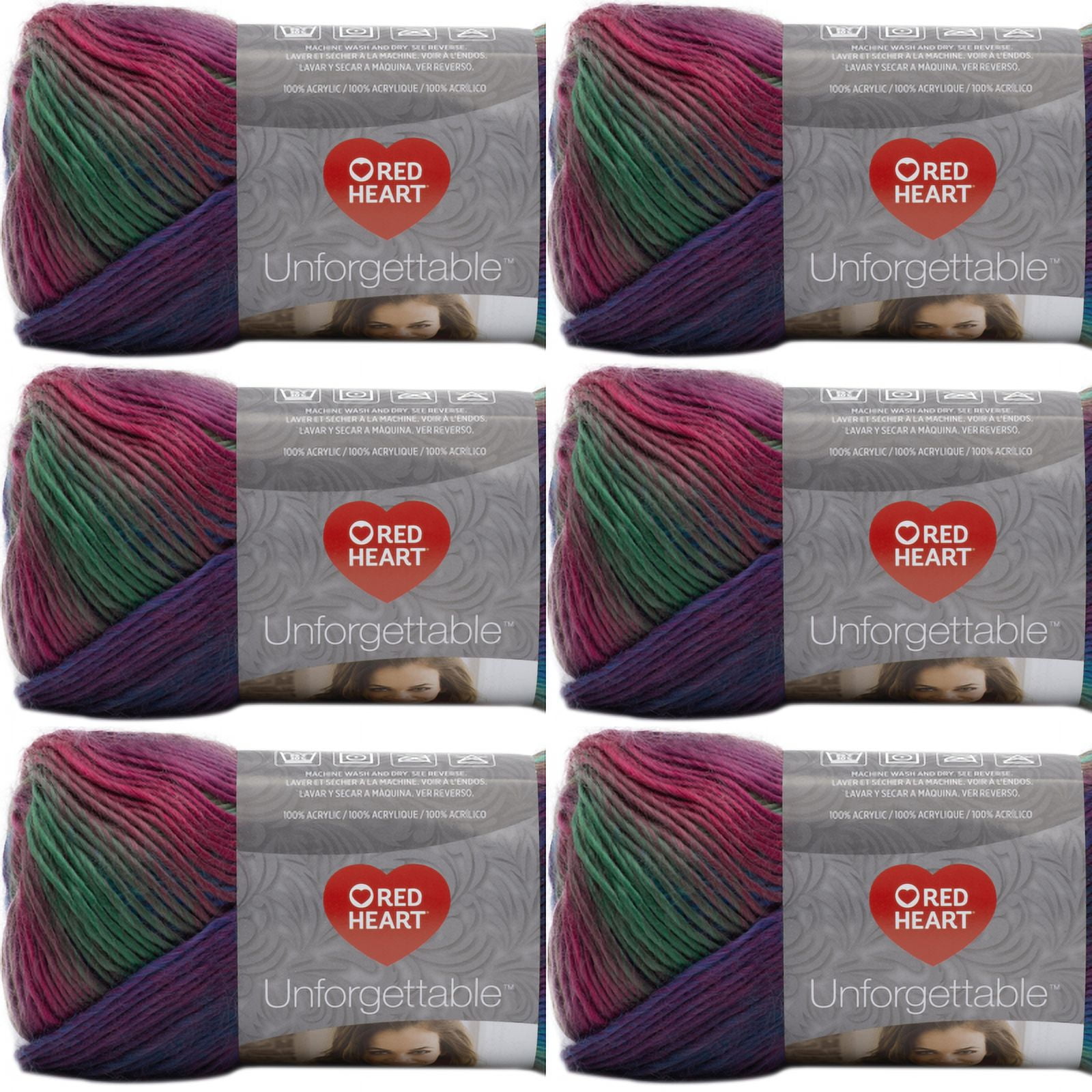 Spinrite Red Heart Unforgettable Yarn - Stained Glass, 1 Pack of 6 ...