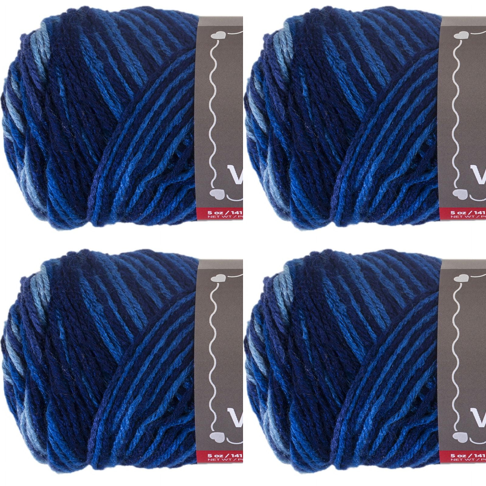 Spinrite Red Heart With Love Yarn - Deep Blues, 1 Pack of 4 Piece ...
